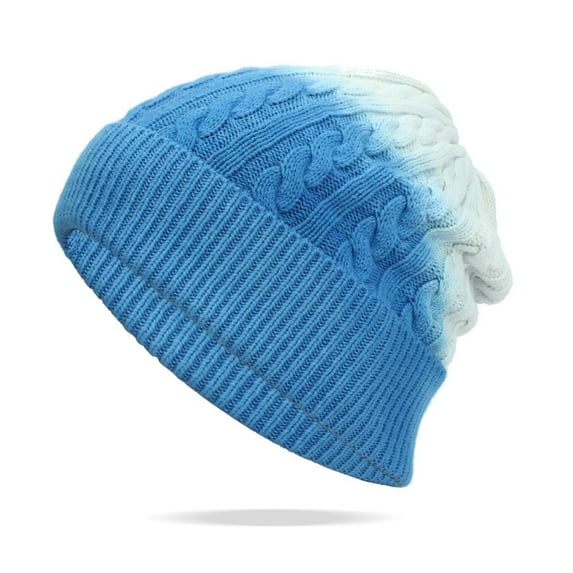 absanyy Gradient Blue Beanie for Women Warm Thickened Cozy Knitted ...