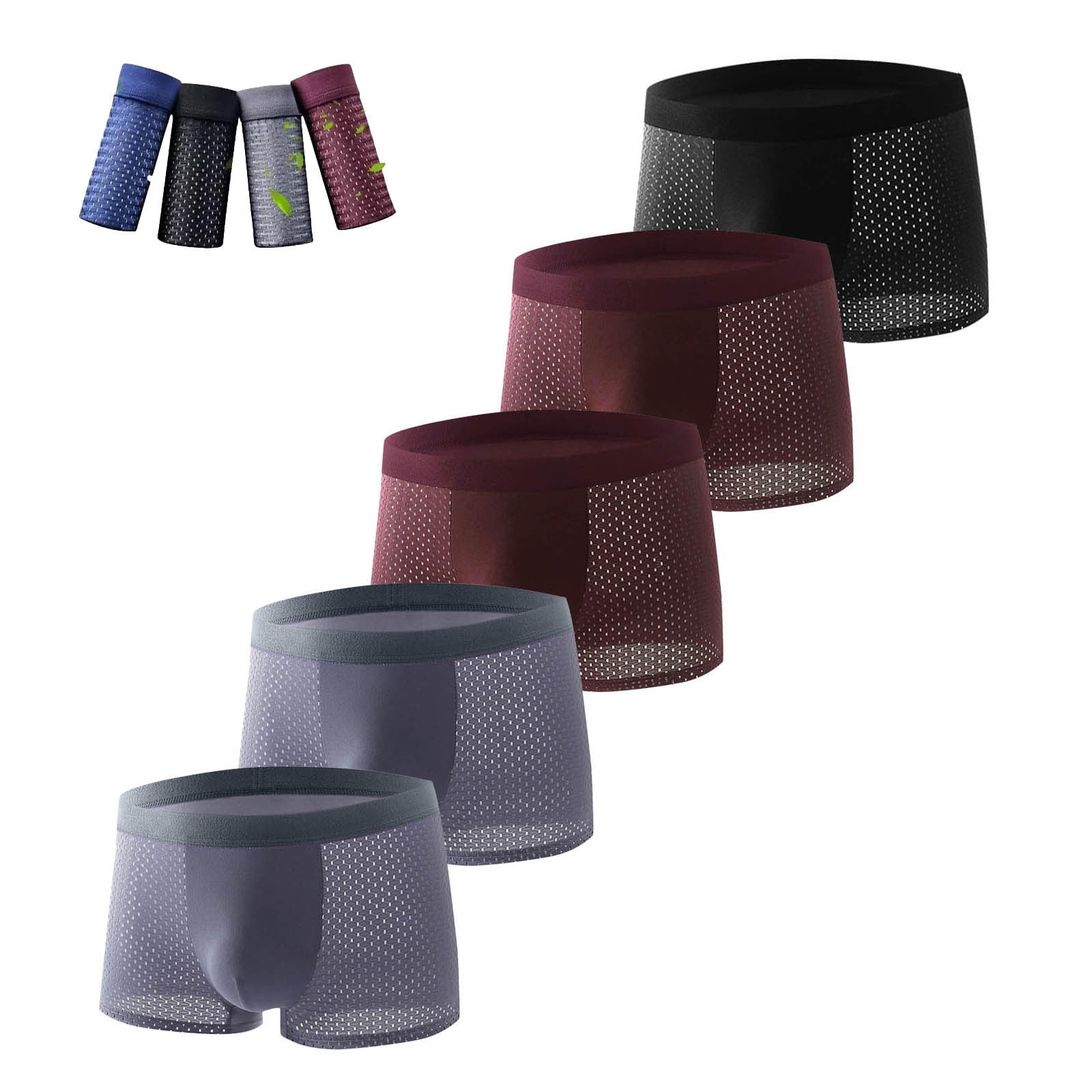 absanyy Mens Boxer Briefs Multipack 5-Pack Gray, Breathable Mesh ...