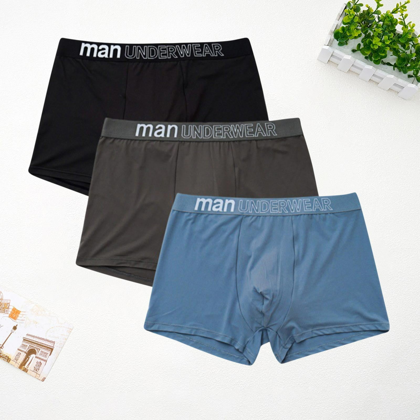 absanyy Mens Cotton Boxer Briefs 3-Pack, Soft Breathable Underwear, Big ...