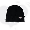 absanyy Unisex Wool Knit Cold Cap with Heart Embroidery in Black Color ...