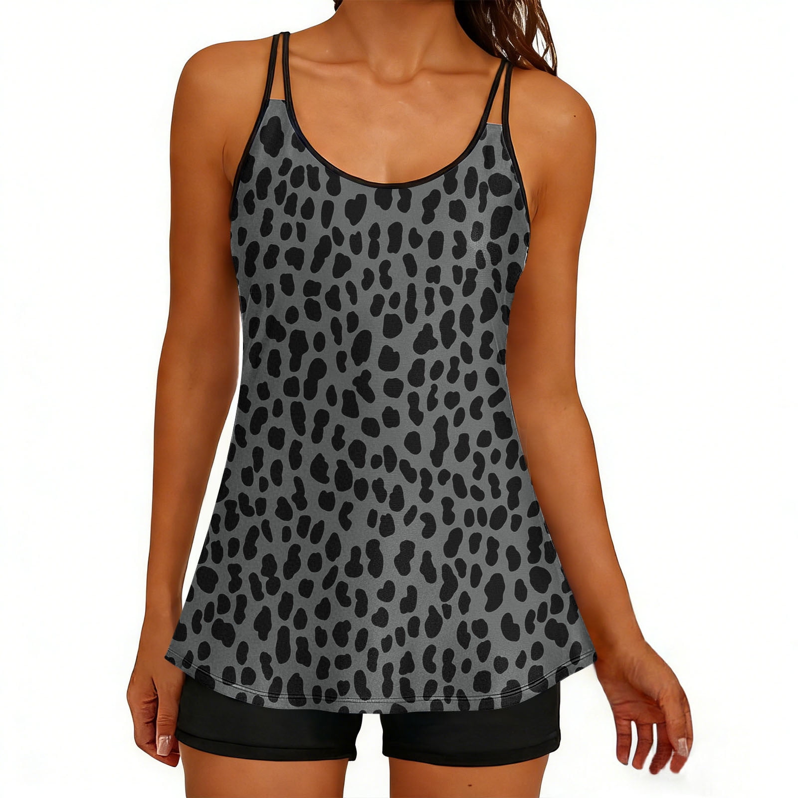 absanyy Womens 2 Piece Swimsuit Set Leopard Print Tankini Top with ...