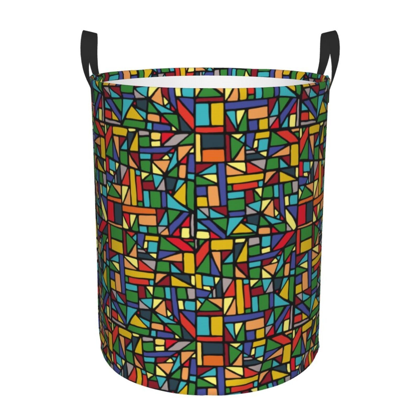 abstract colorful print B Round Laundry Basket, Laundry Hamper with ...