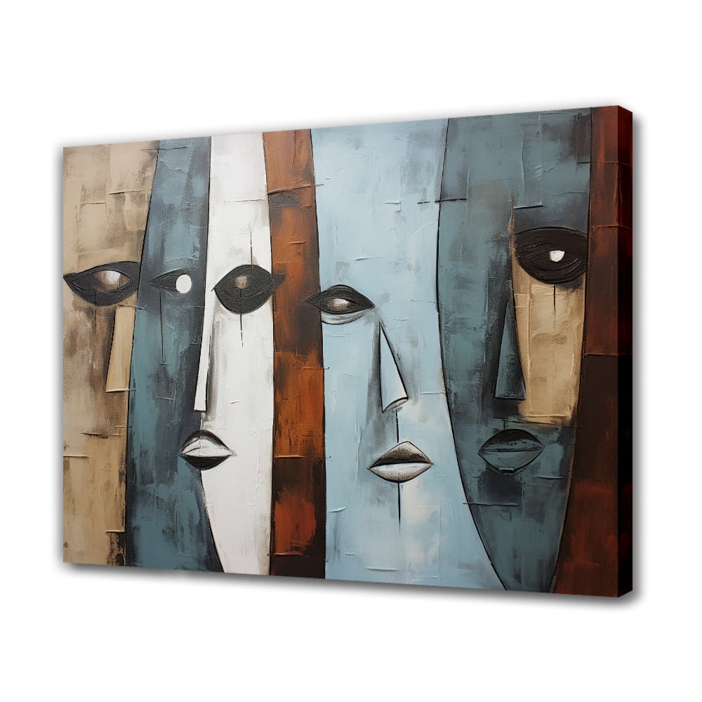 abstract composition featuring three facial profiles Poster Decorative ...