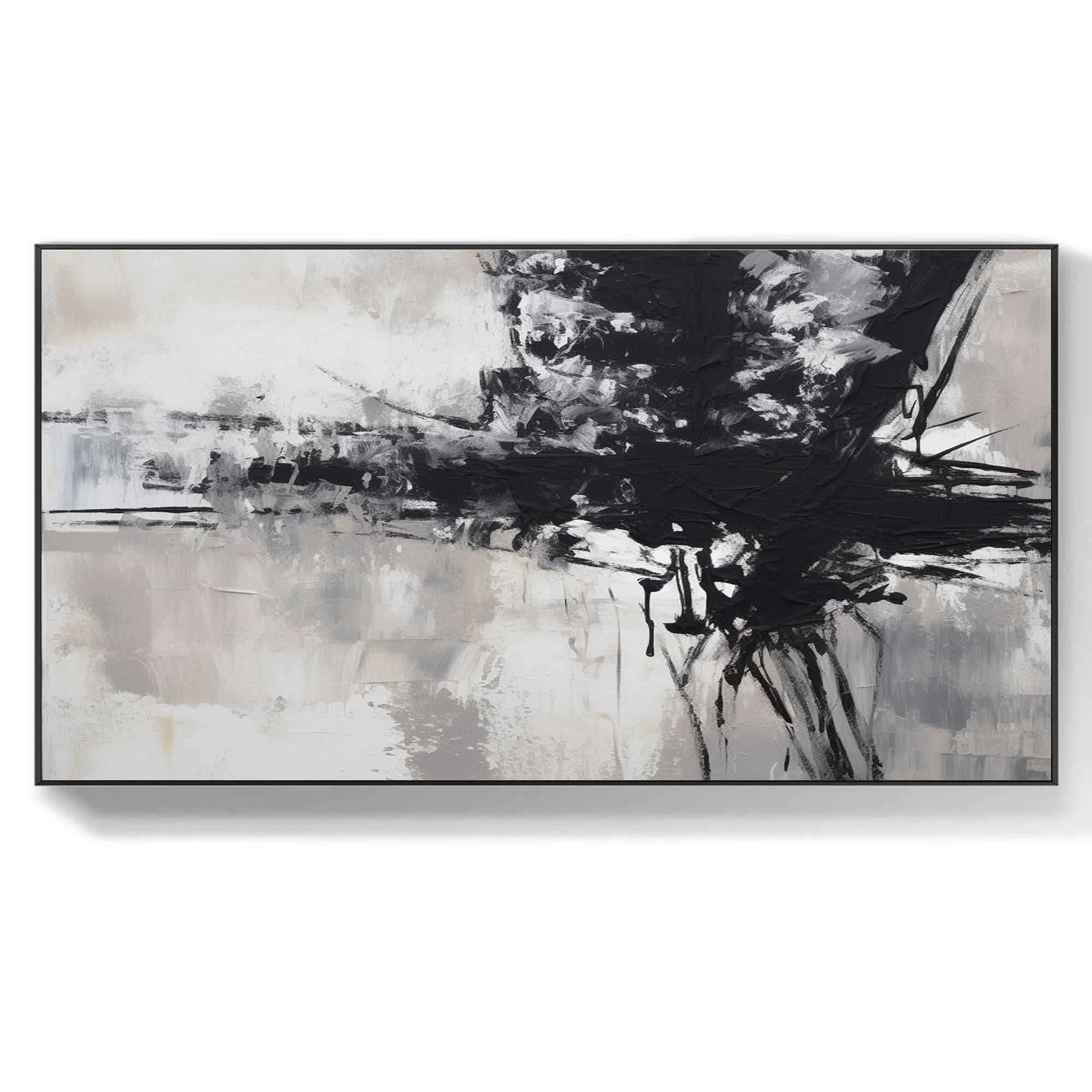 abstract minimalist black and white paintings, large original abstract ...