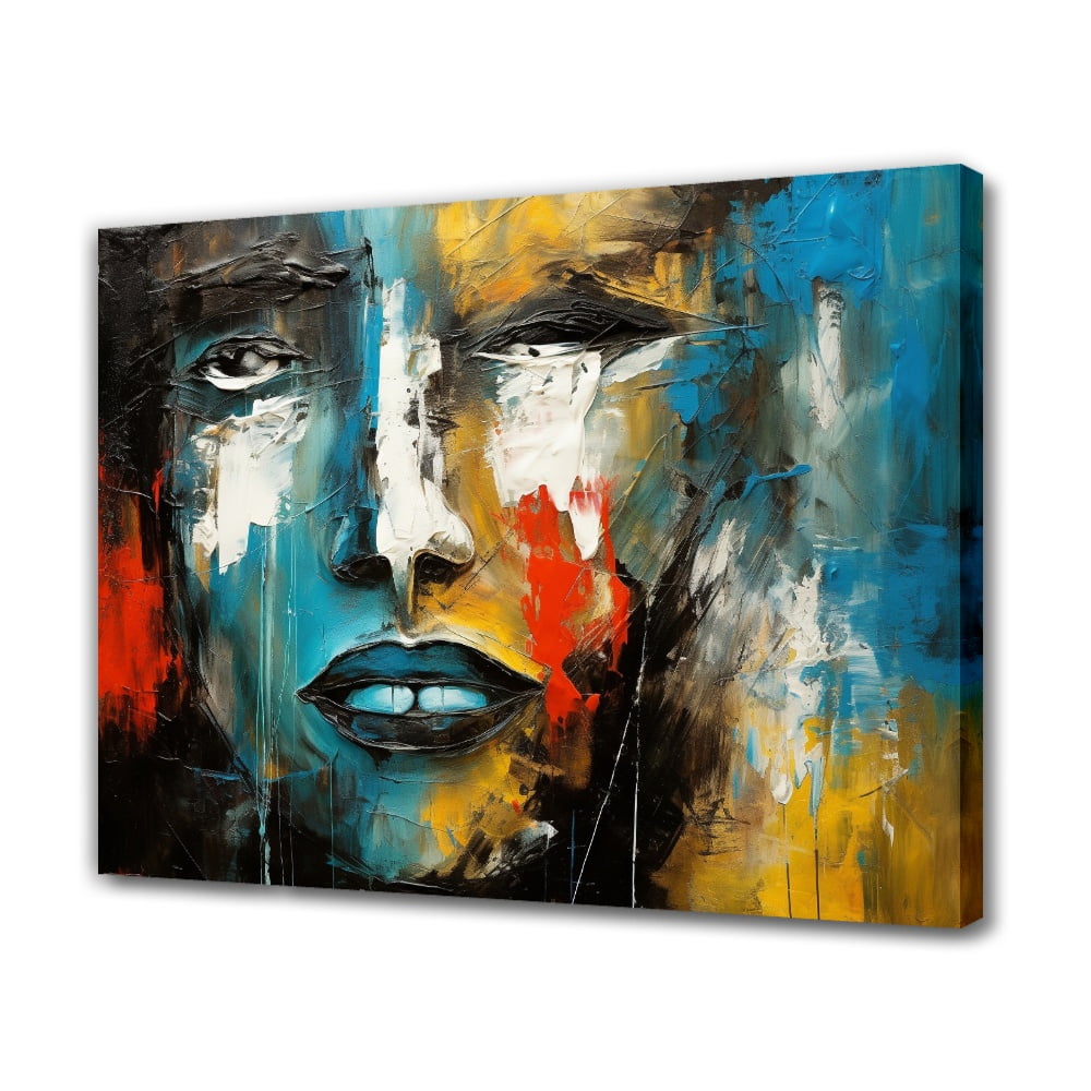 abstract portrait with a blend of blue and yellow hues Poster ...
