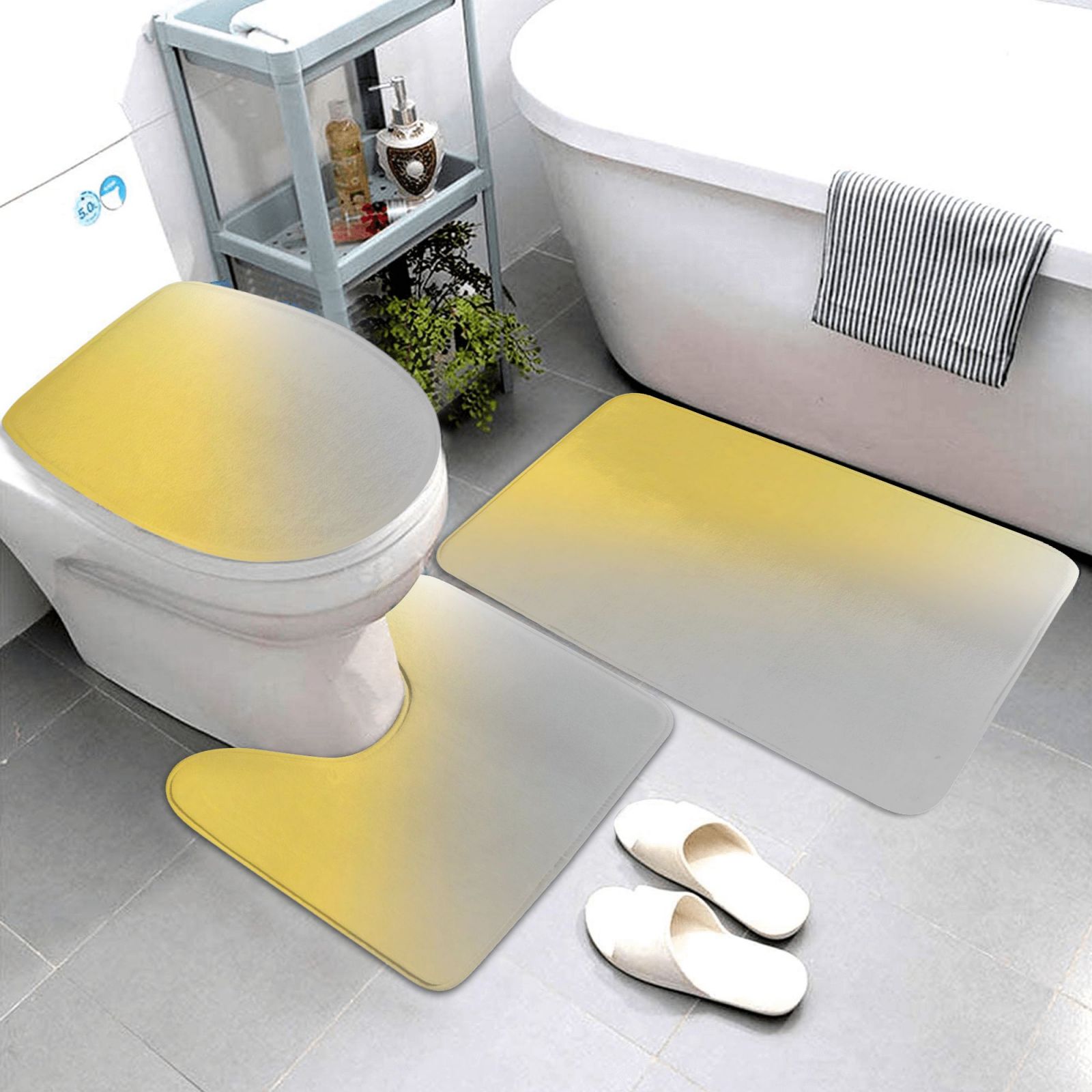 abstract yellow gray gradient Bath Mat Set 3 Piece Non Slip Rug Toilet ...