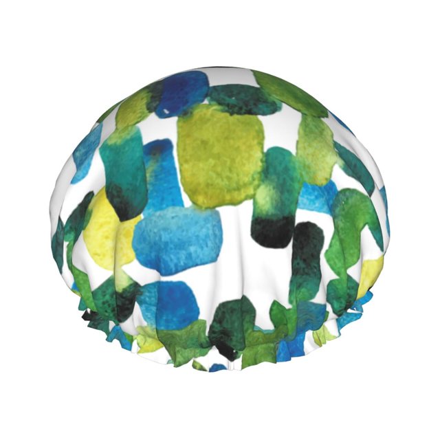 abstractly Bright Green pattern Shower Cap, Double Layers Shower Cap ...