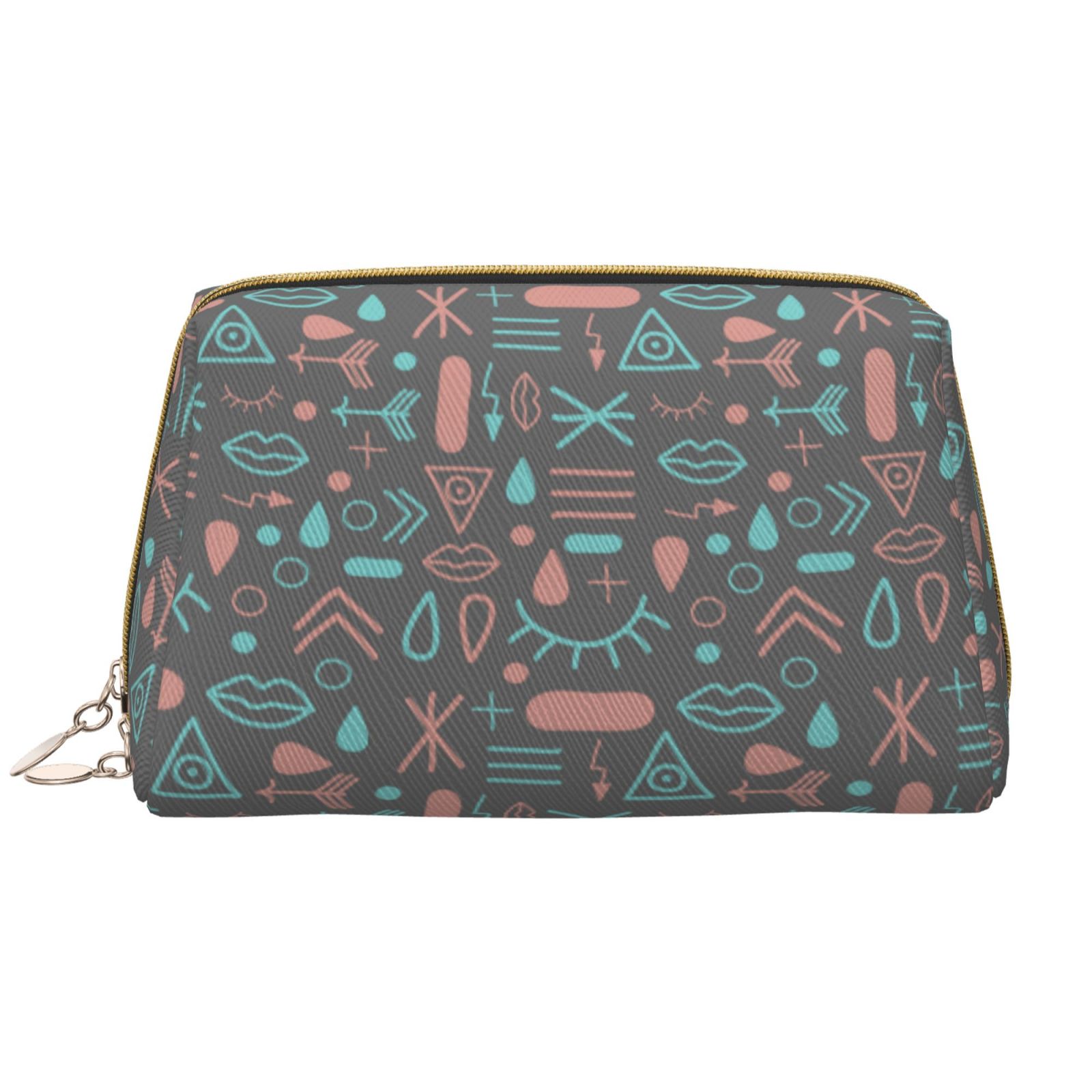 abstractly Geometry A Makeup Bag, Leather Waterproof Travel Toiletry ...