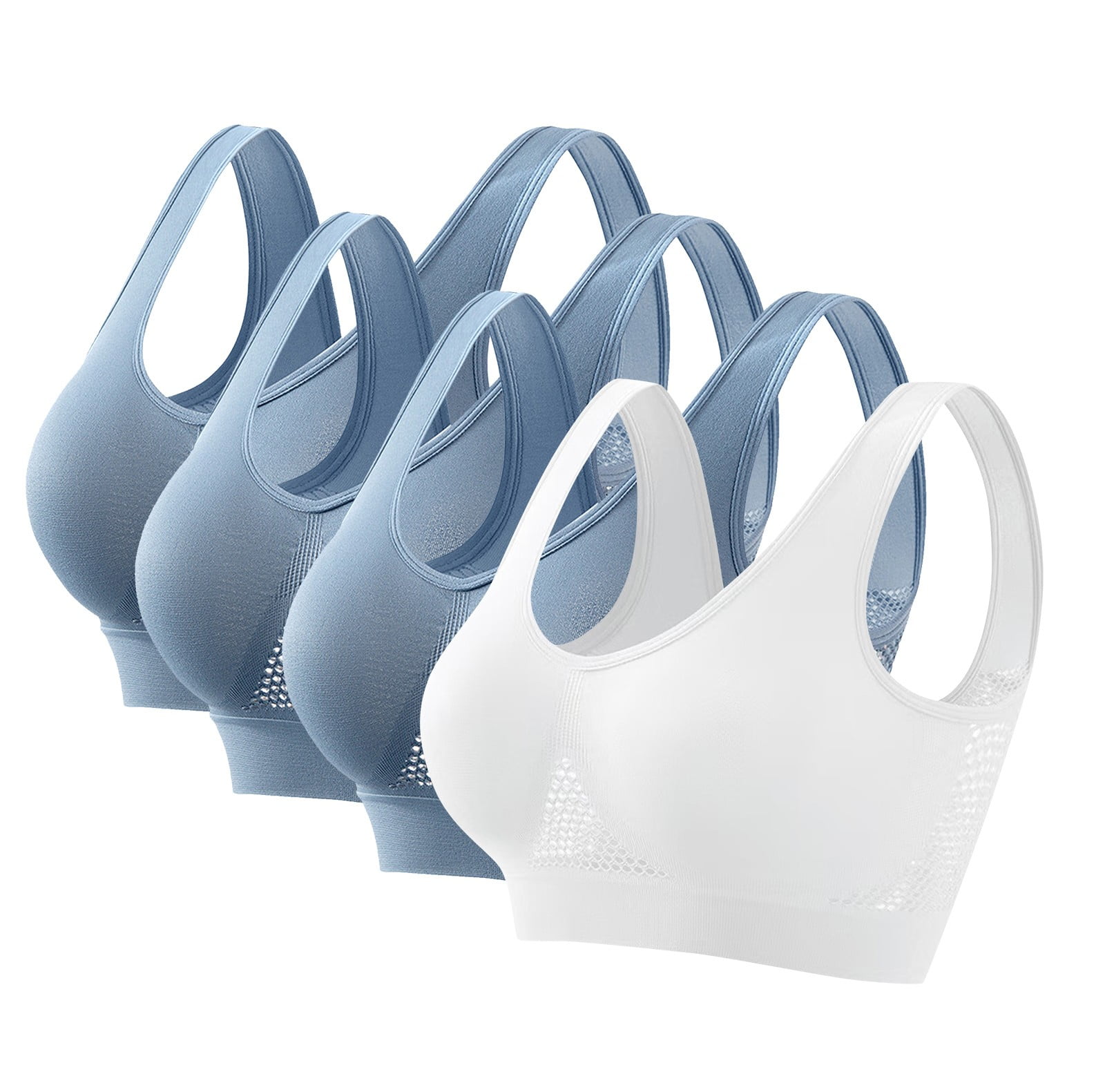 absuyy Bras for Women Plus Size 4-Pack Wirefree with Removable Pads ...