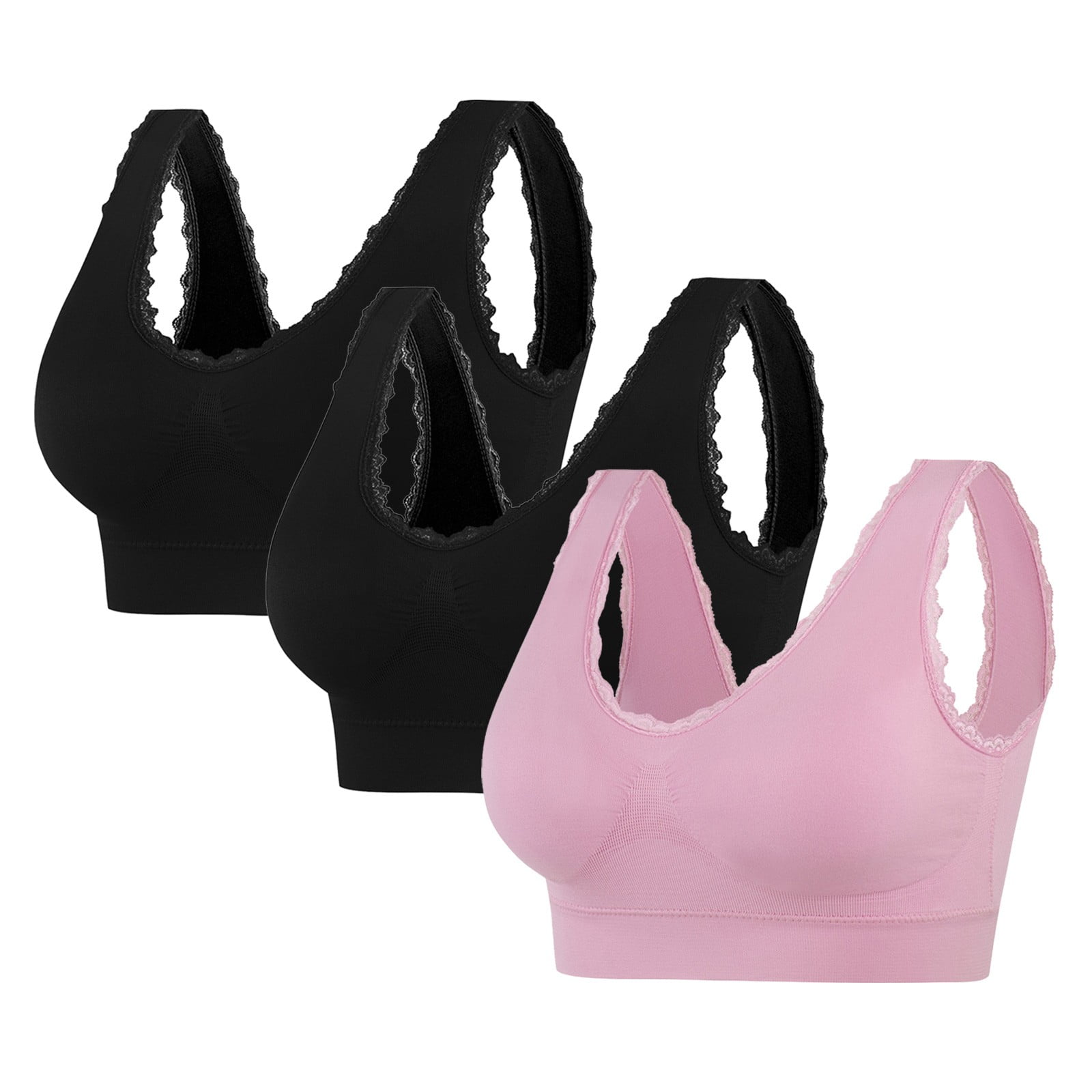 absuyy Womens Plus Size Sports Bras Seamless Stretch Wirefree with ...