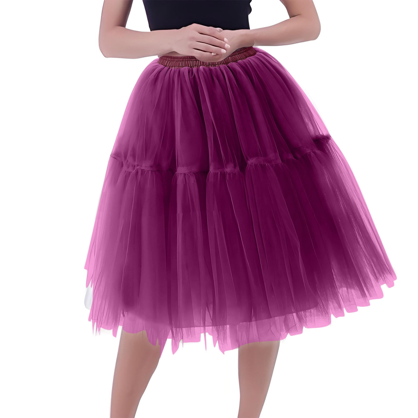 absuyy Womens Skirts and Dresses Midi Summer Saving Pleated Mesh A Line ...