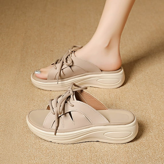 absuyy Womens Slide Sandals Chunky Platform Comfort Casual Slip On with ...