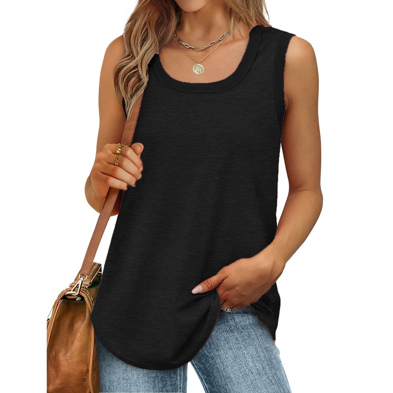 Absuyy Trendy Women's Cotton Tank Tops, Loose Fit, Crewneck, Sleeveless ...