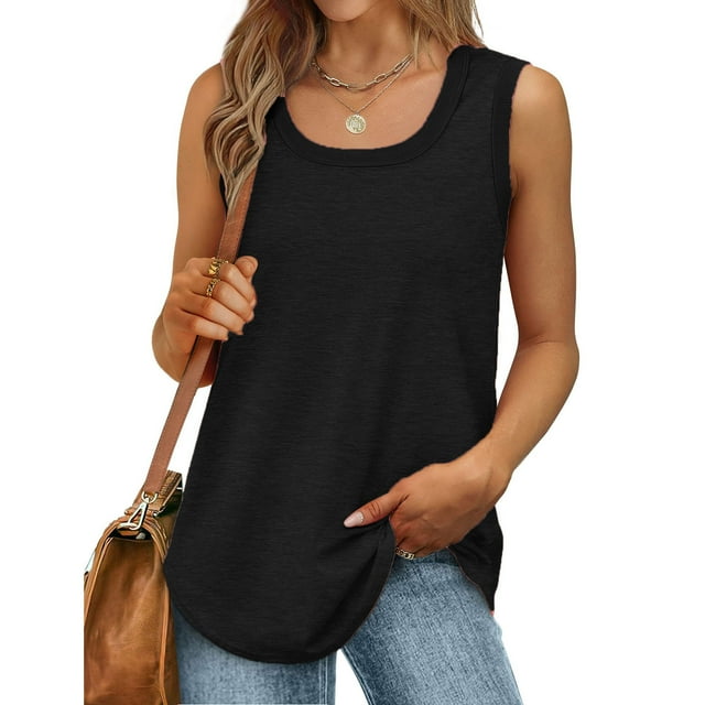 Absuyy Womens Loose Fit Tank Tops Summer Crewneck 100 Cotton Casual
