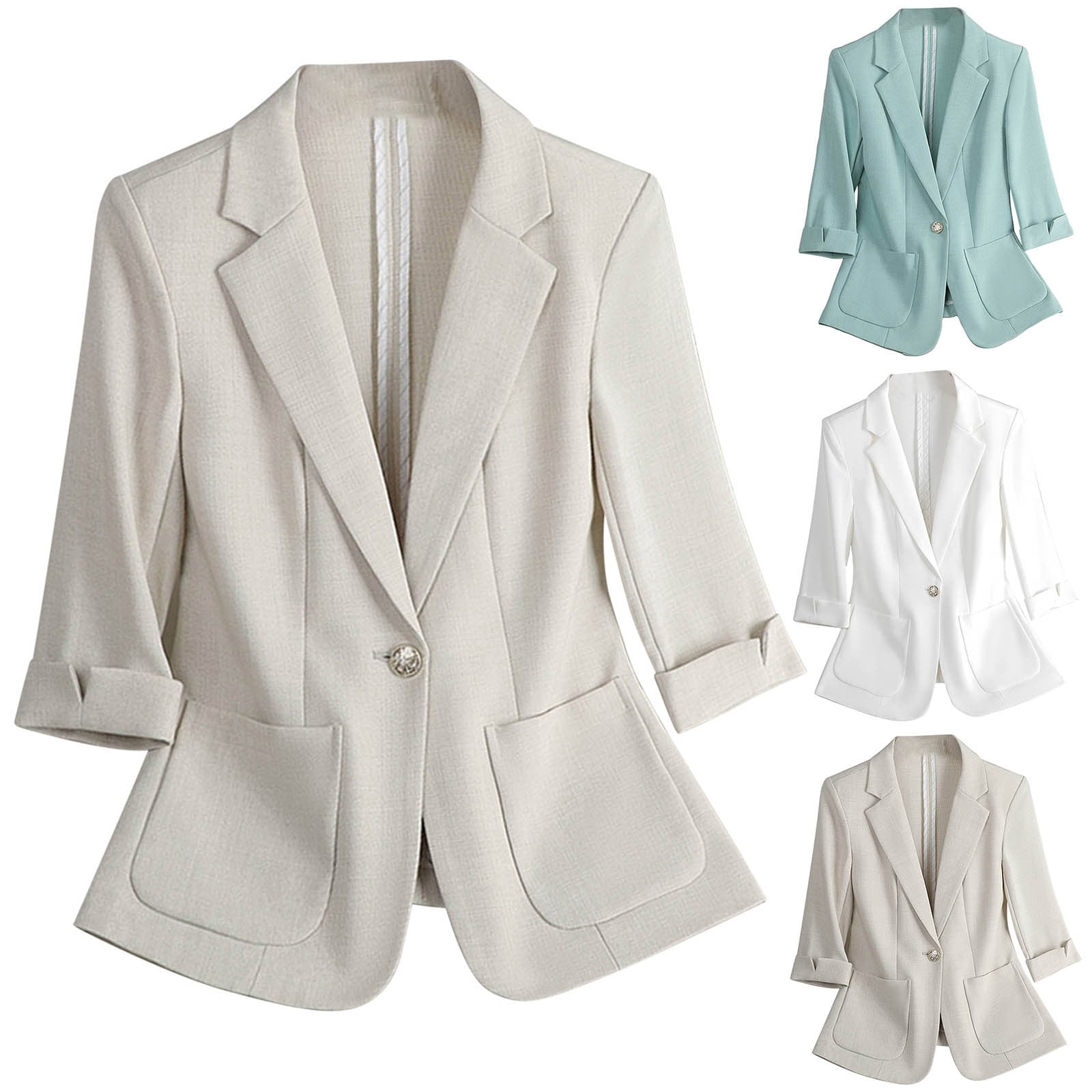 abtuhar Womens Blazer,Blazers for Women,Ladies Solid Color Lapel Button ...