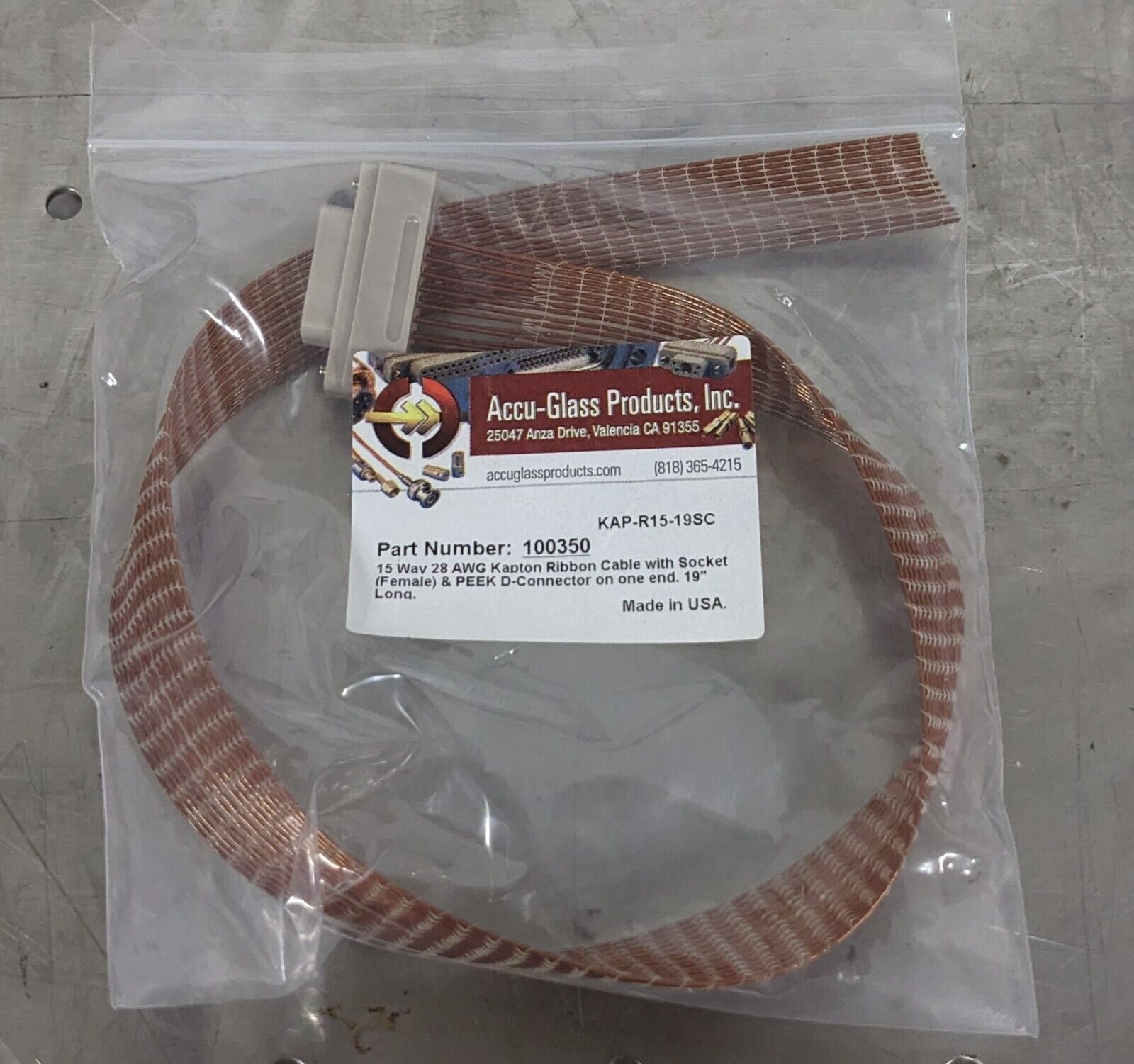 accu-glass 100350 DB15 Dsub 15 conductor PEEK Kapton UHV side ...