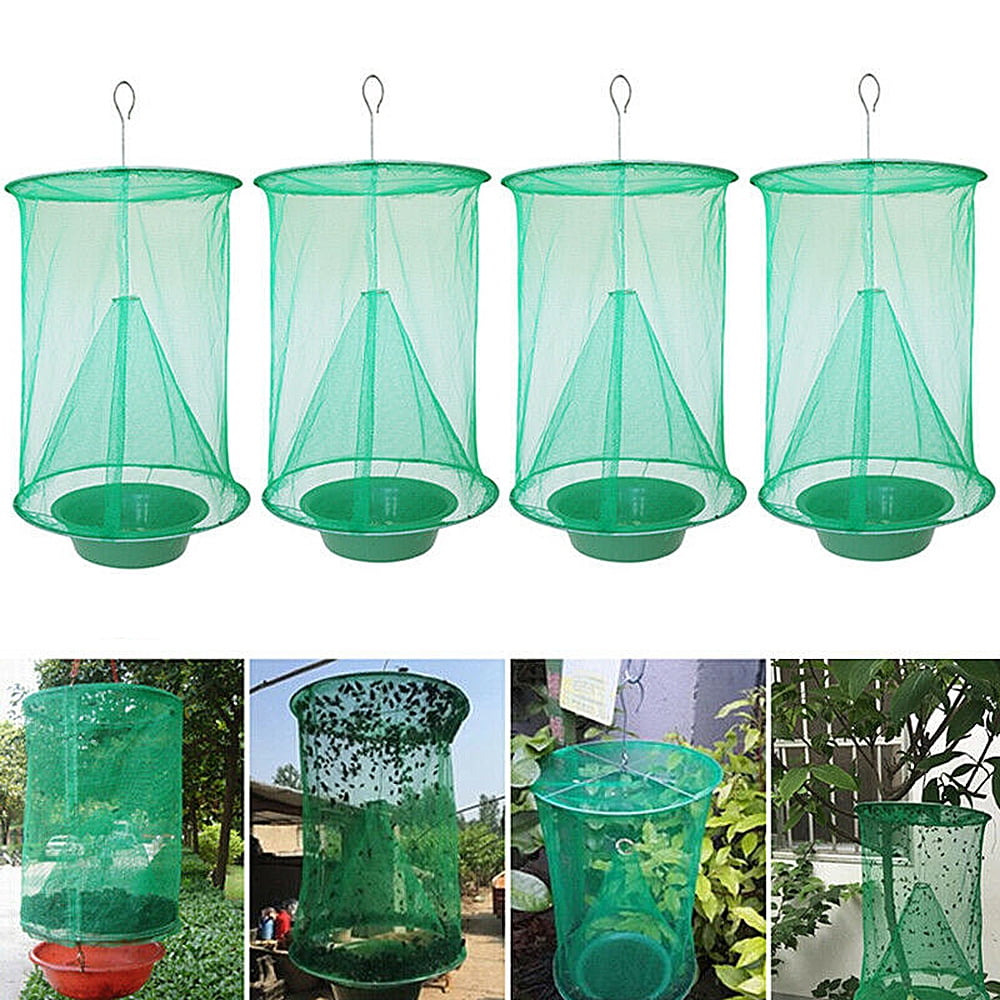 acdanc Hanging 4 Pack Ranch Fly Trapper, Reusable Pest Bug Catcher ...