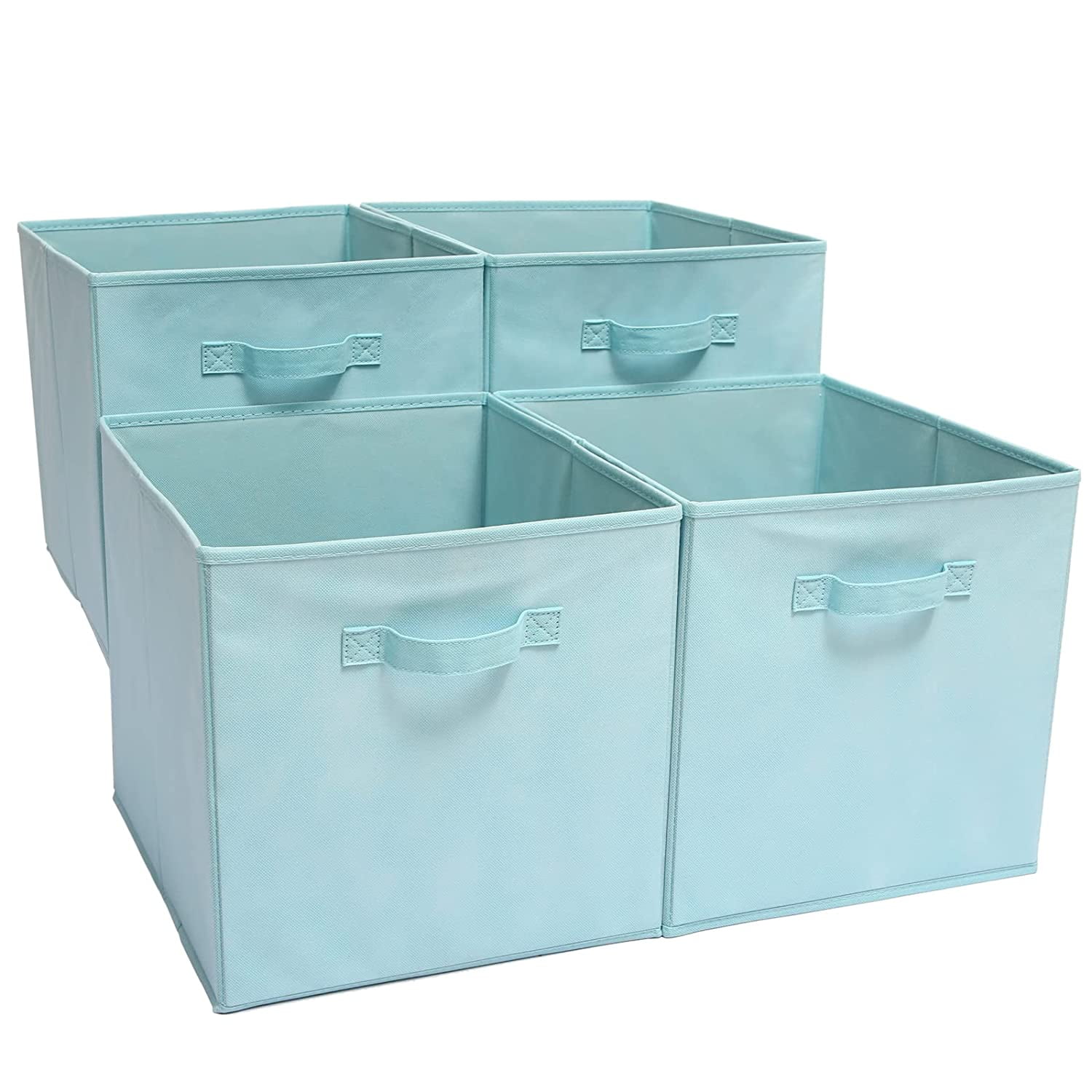 EZOWare Set of 4 Blue Fabric Bin, Foldable Storage Cube for Toys, Home ...