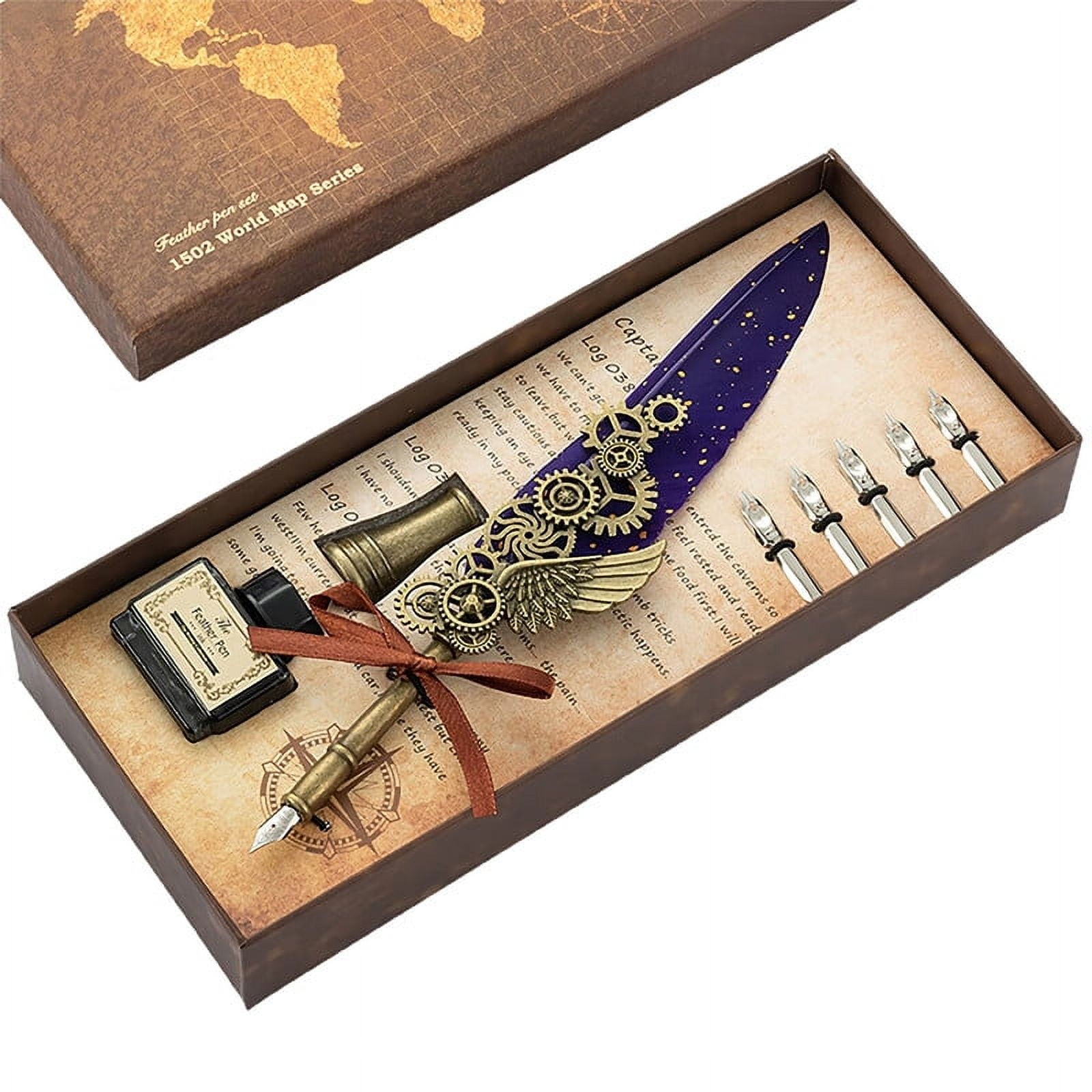 acdanc Papaba Quill Pen Set,1 Set 0.5mm Vintage Replaceable Quill Pen ...