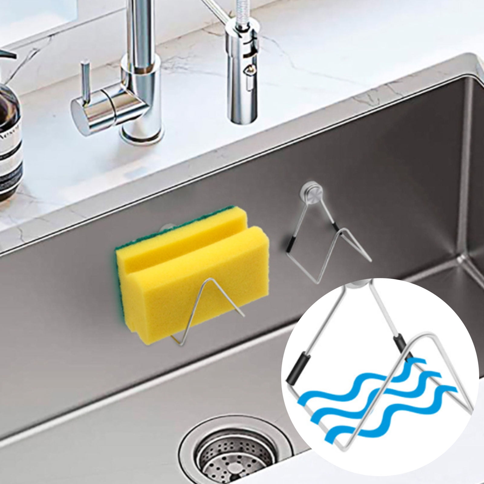 Dolked Sponge Holders for Kitchen Sink, Stainless Steel Sink Caddy ...