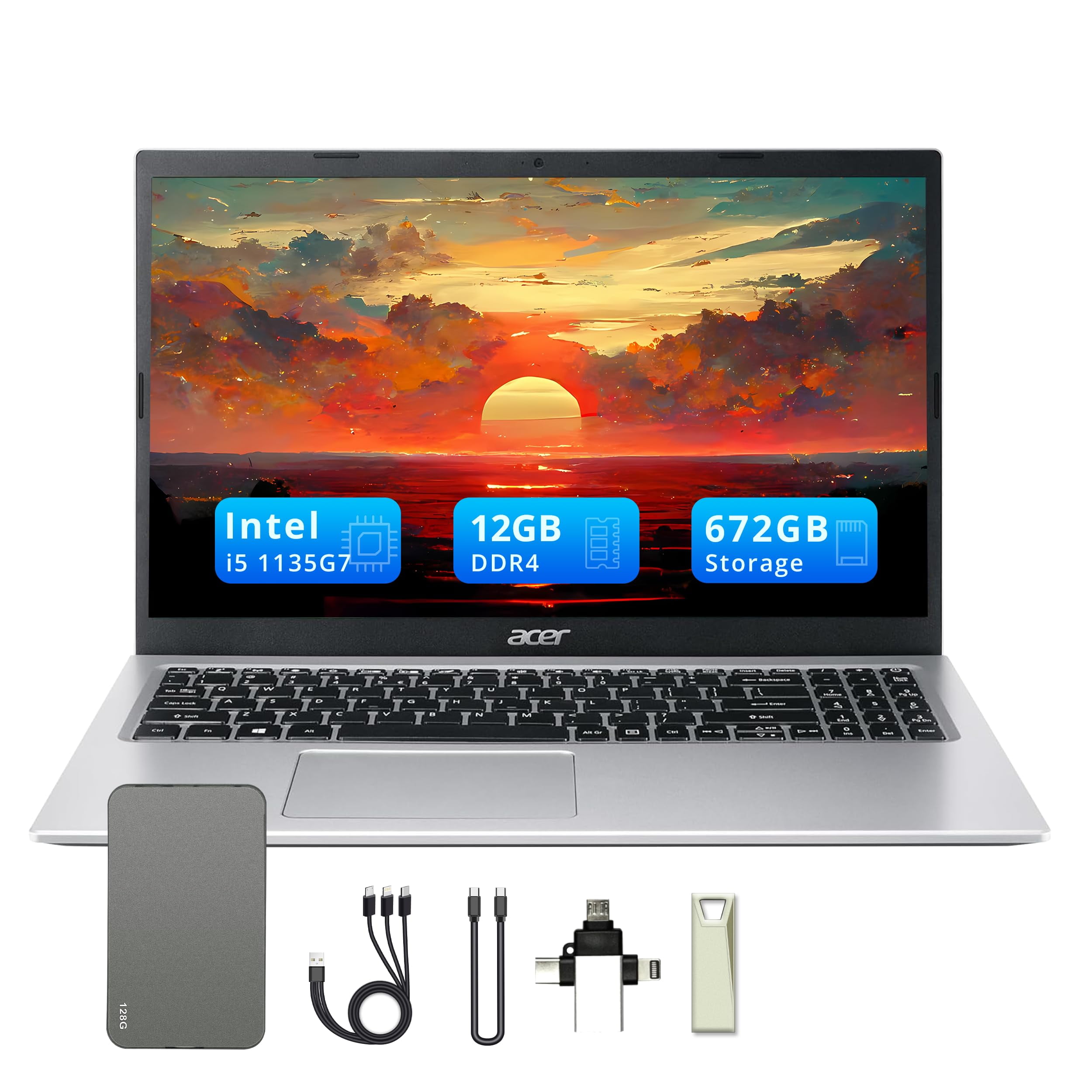 acer Aspire 3 15.6" FHD Laptop, 12GB RAM, 672GB Storage(512GB SSD ...