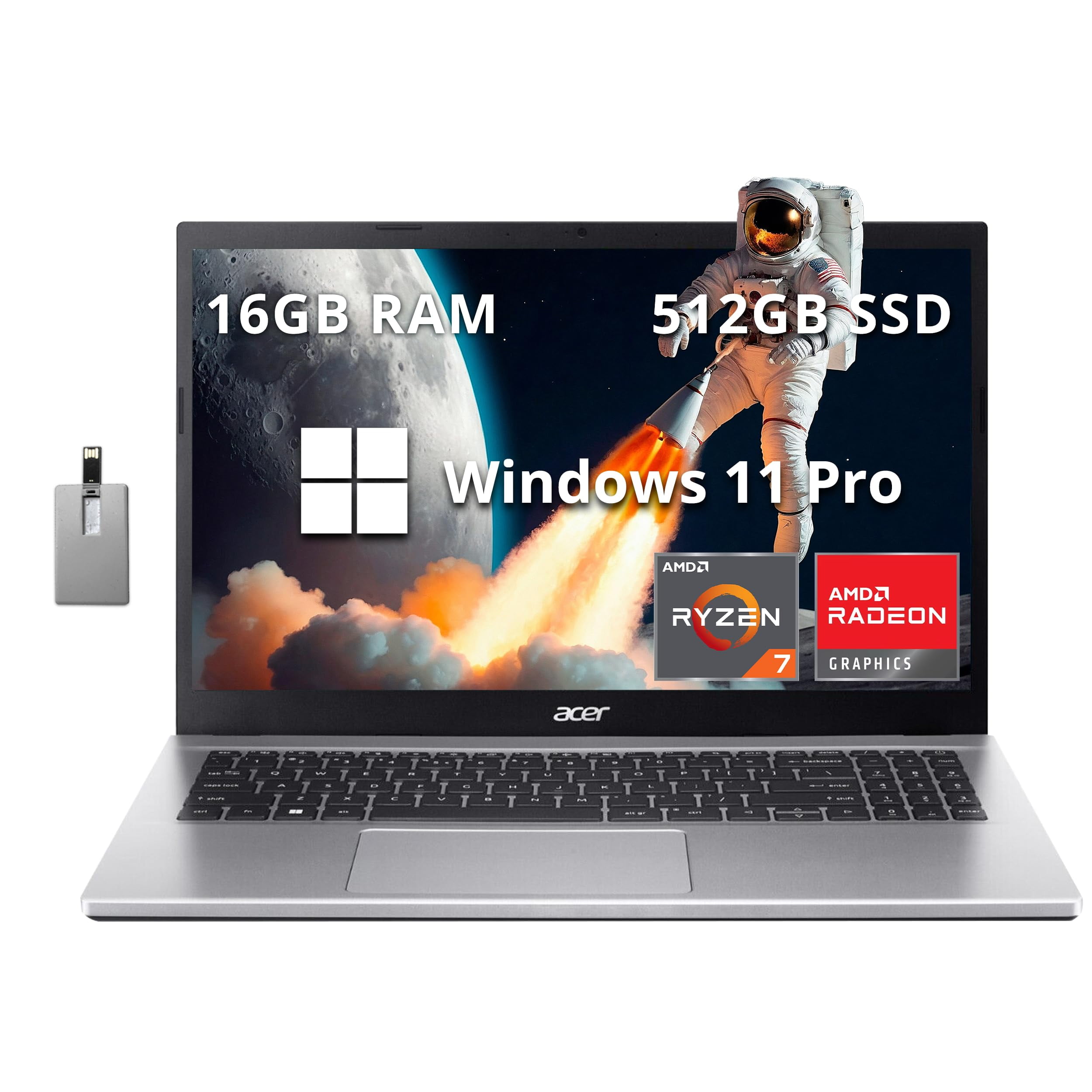 acer Aspire 3 15.6" FHD Laptop, AMD Ryzen 7 5700U Processor, 16GB RAM ...