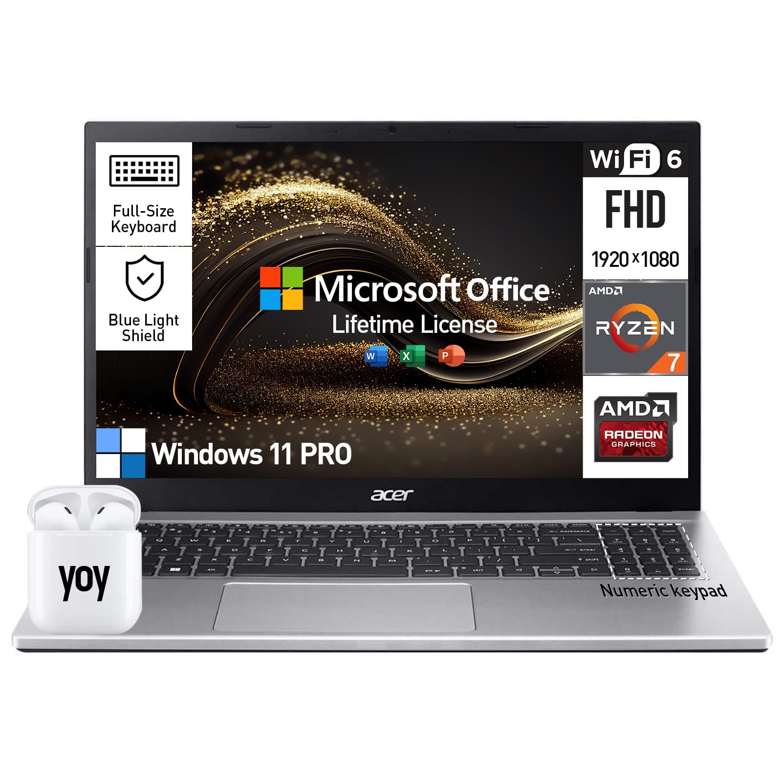 acer Aspire 3 15.6 Laptop Computer, 15 Inch FHD College Students ...