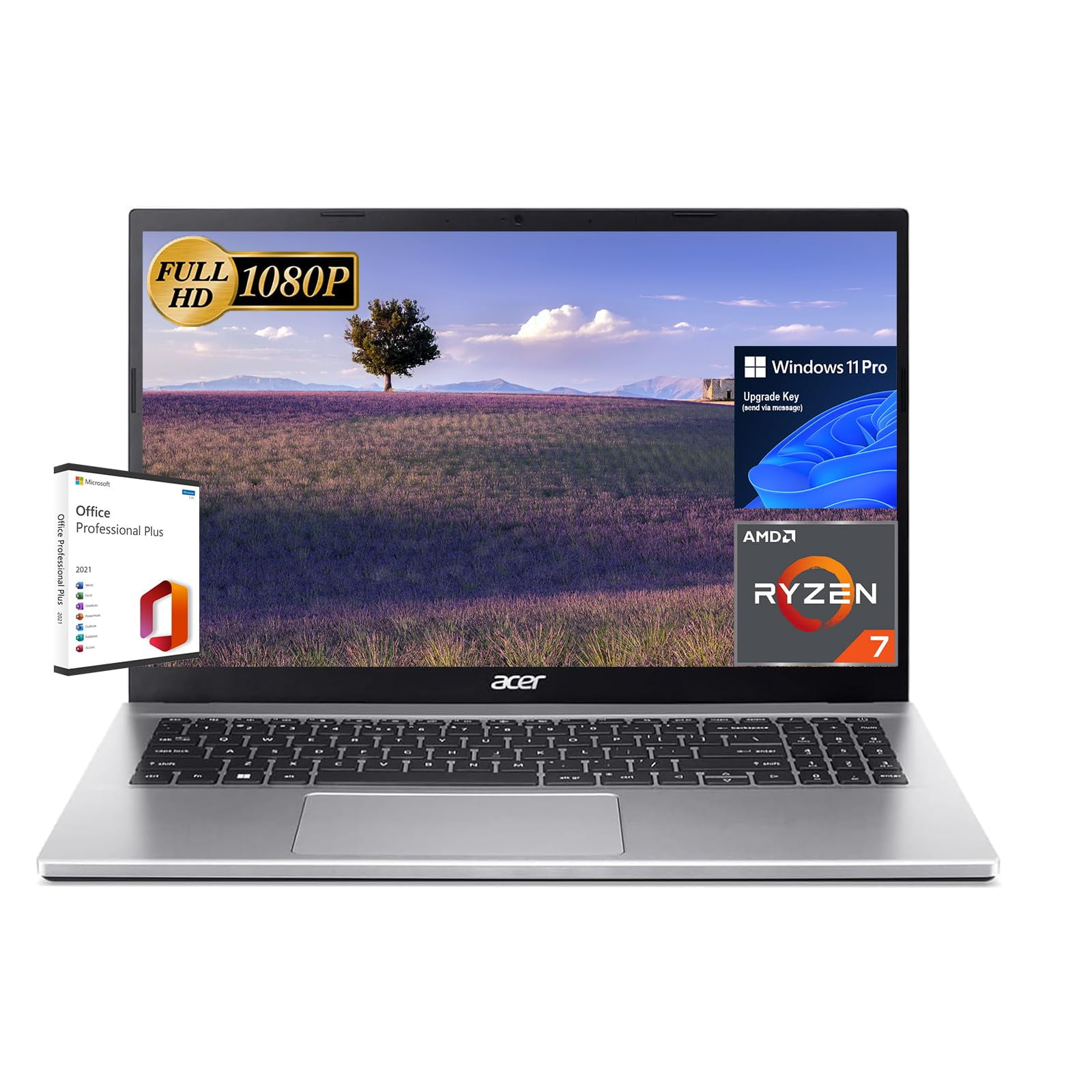 acer Aspire 3 Business Laptop, 15.6" FHD Display, AMD Ryzen 7-5700U(8 ...