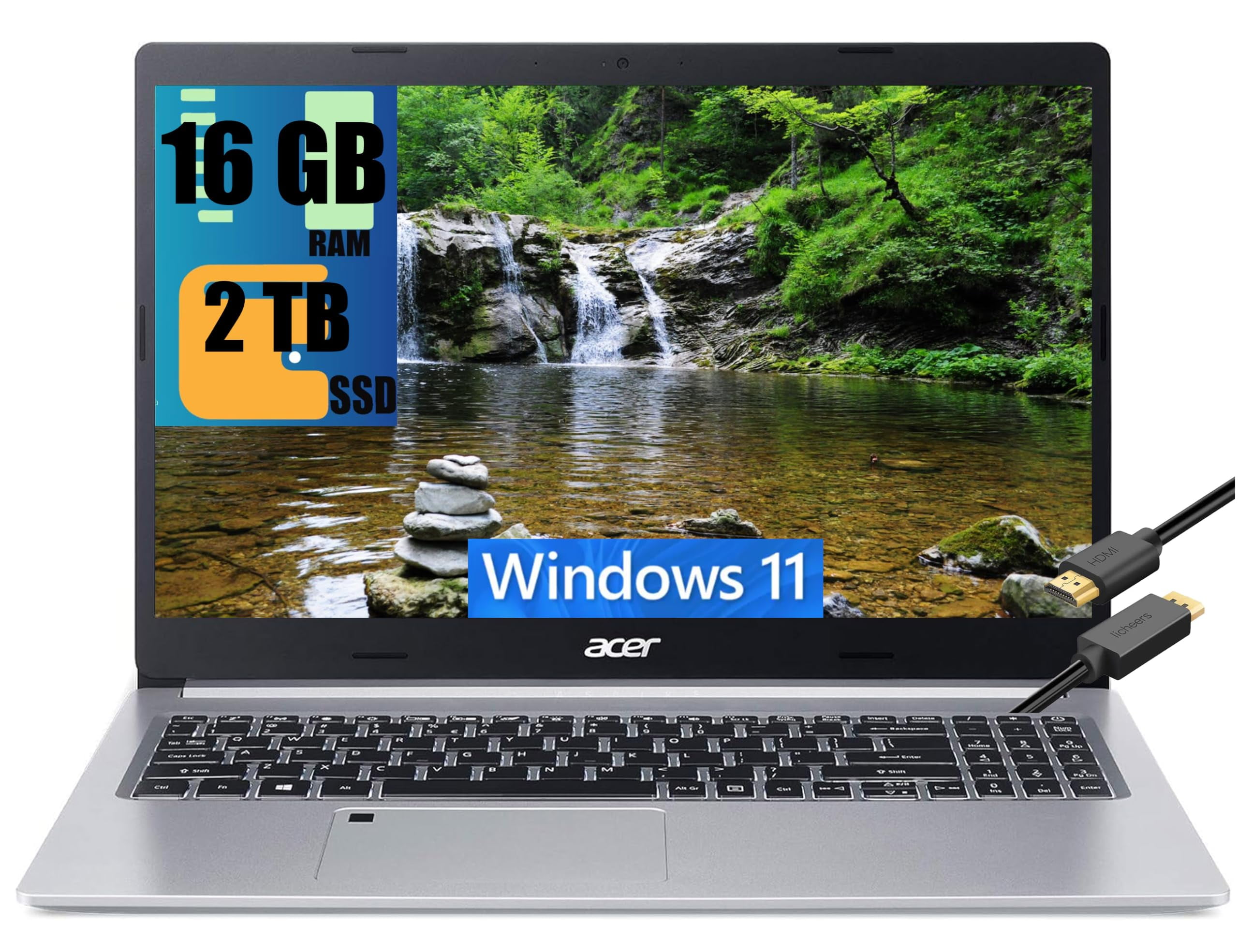 acer Aspire 5 Slim Laptop, 15.6" Full HD, AMD Ryzen 3 3350U Quad-Core ...