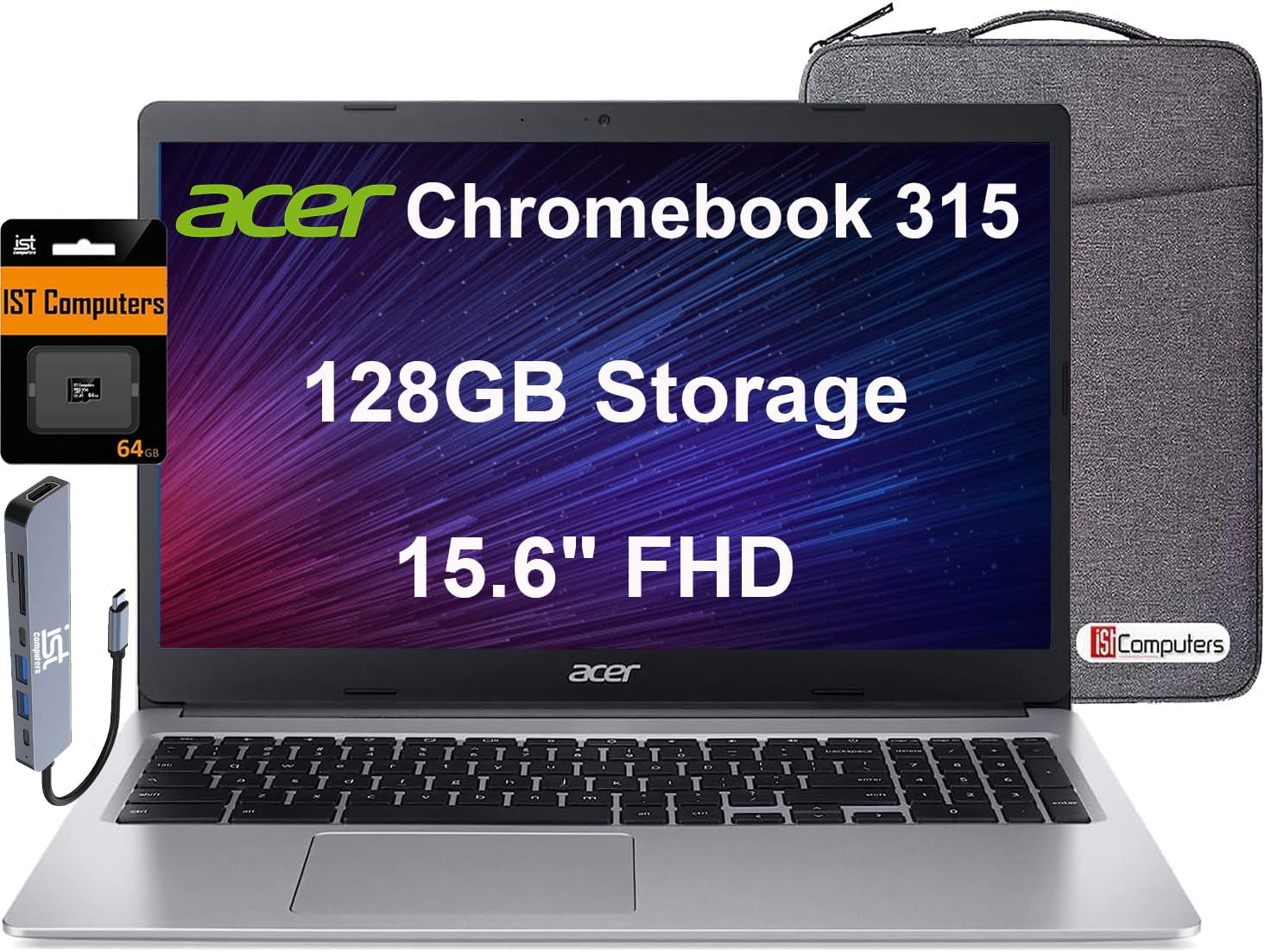 acer Chromebook 315 15.6" FHD (Intel Celeron N4500, 4GB RAM, 128GB Storage (64GB eMMC + 64GB IST ...
