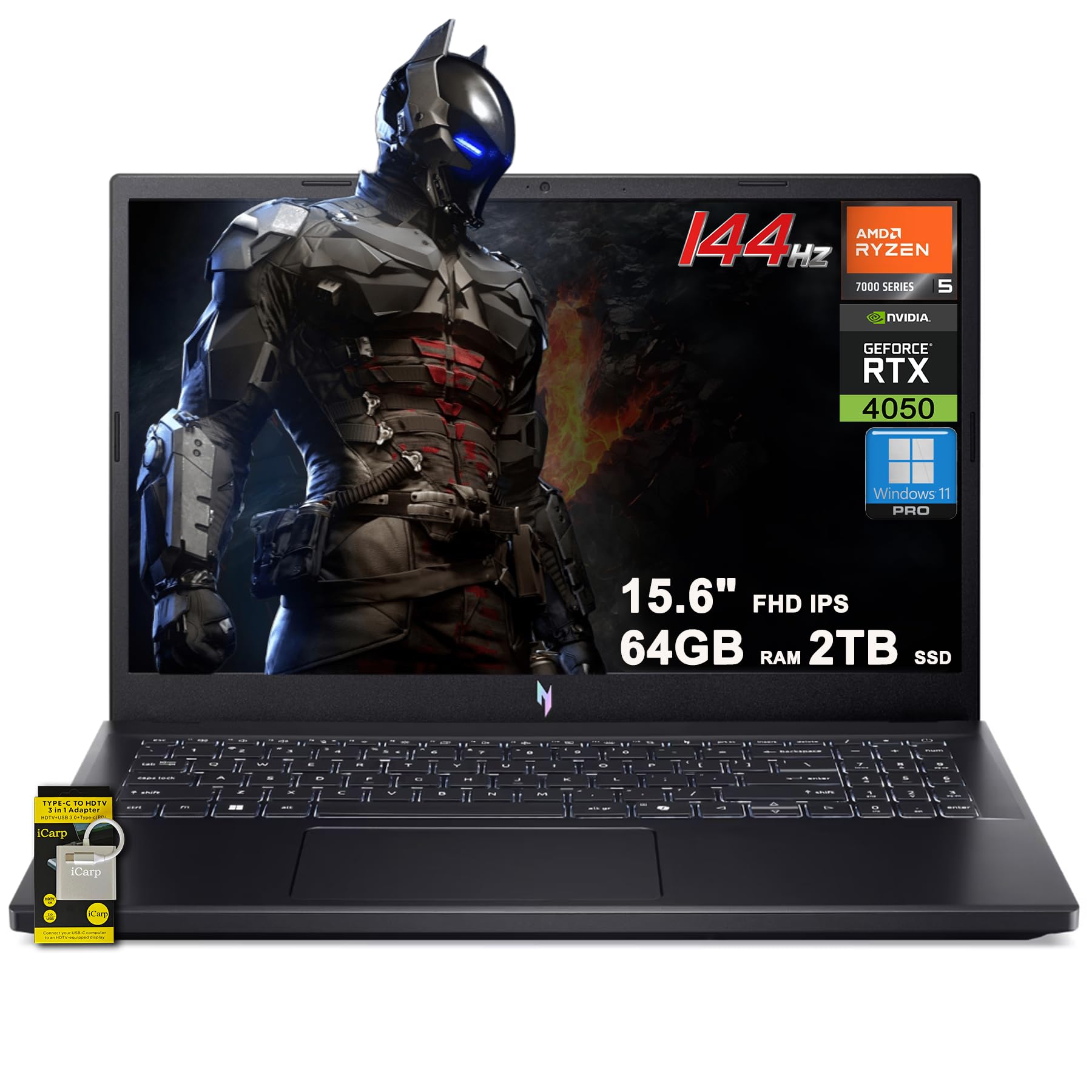 acer Nitro V 15 Gaming Laptop 15.6" FHD IPS 144Hz AMD 6-core Ryzen 5 ...
