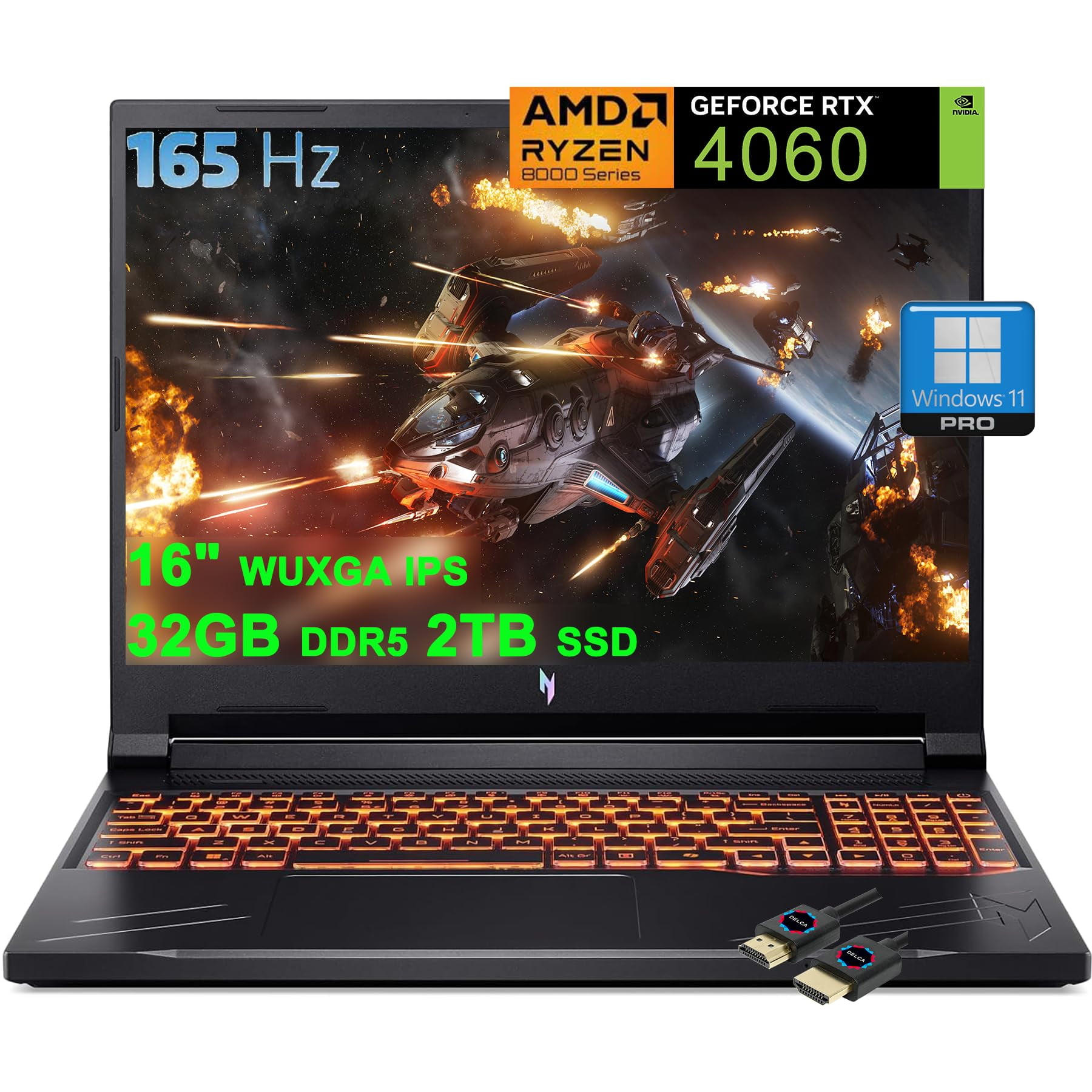 acer Nitro V 16 Gaming Laptop | 16" WUXGA IPS 165Hz | AMD Zen 4 8-Core Ryzen 7 8845HS (>i7 ...