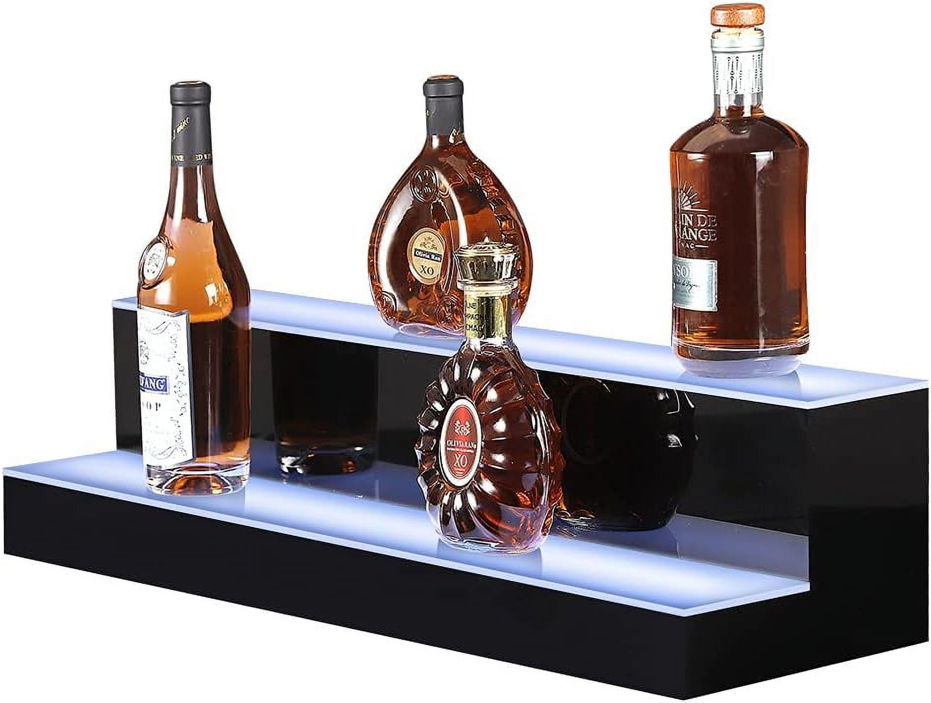 Acrylic LED Liquor Bottle Display Shelf 30 Inch 2 Step Acrylic Lighted ...