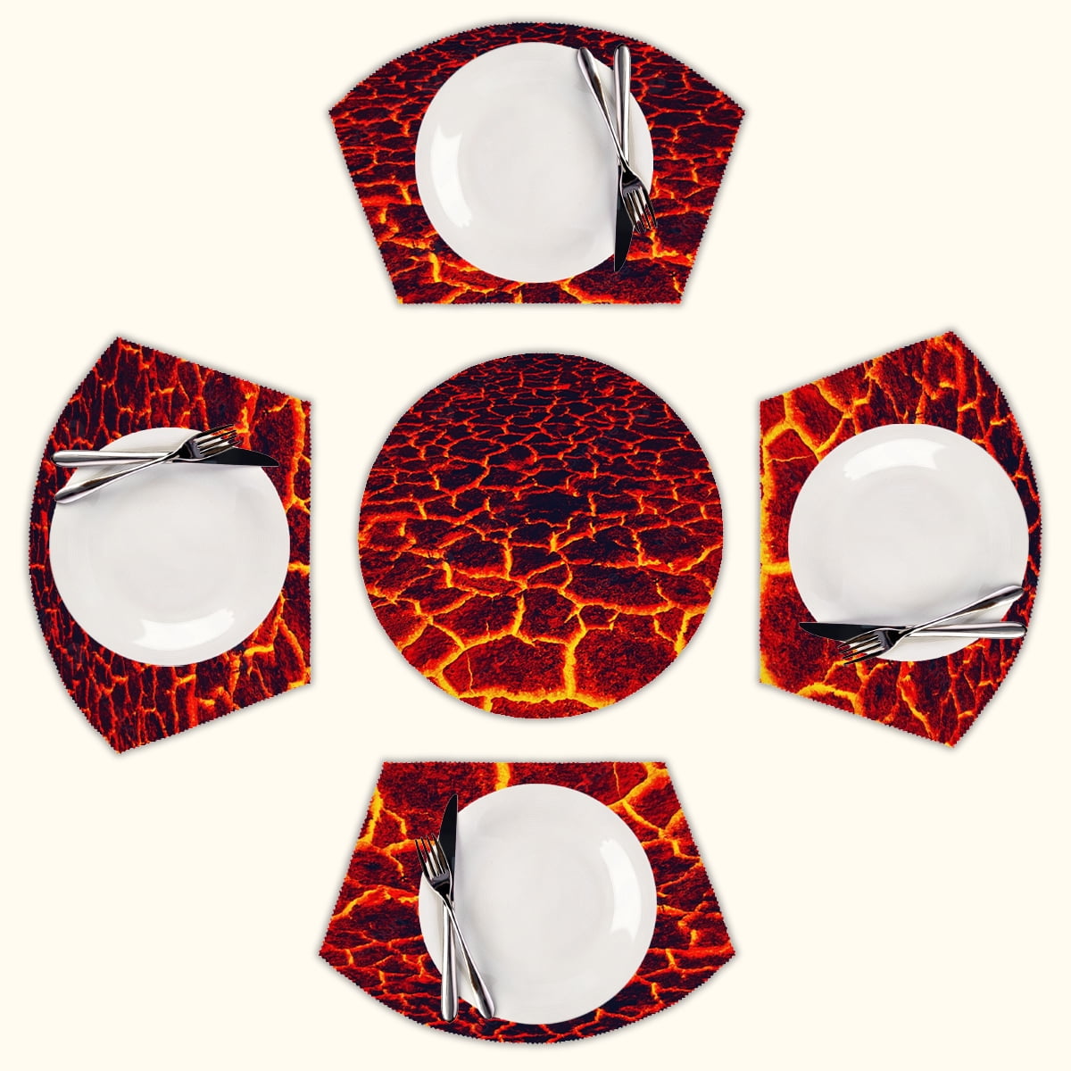 active lava Round Table Placemats Set Of 5 Wedge Table Mats Washable ...