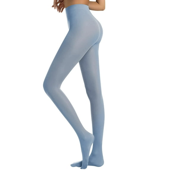 acuever Light Blue Tights Leggings Solid Color Footed Pantyhose Tights ...