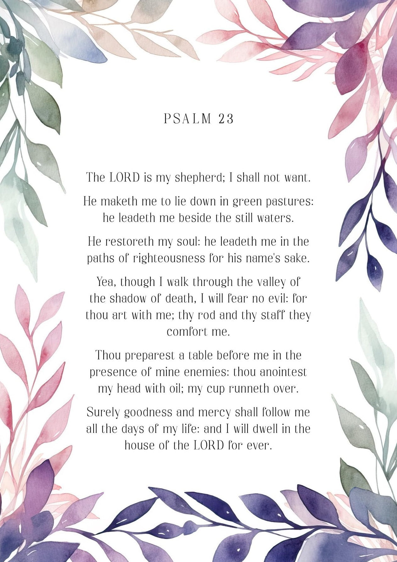 ad Psalm 23 Wall Art Christian Bible Verses Picture Inspirational ...