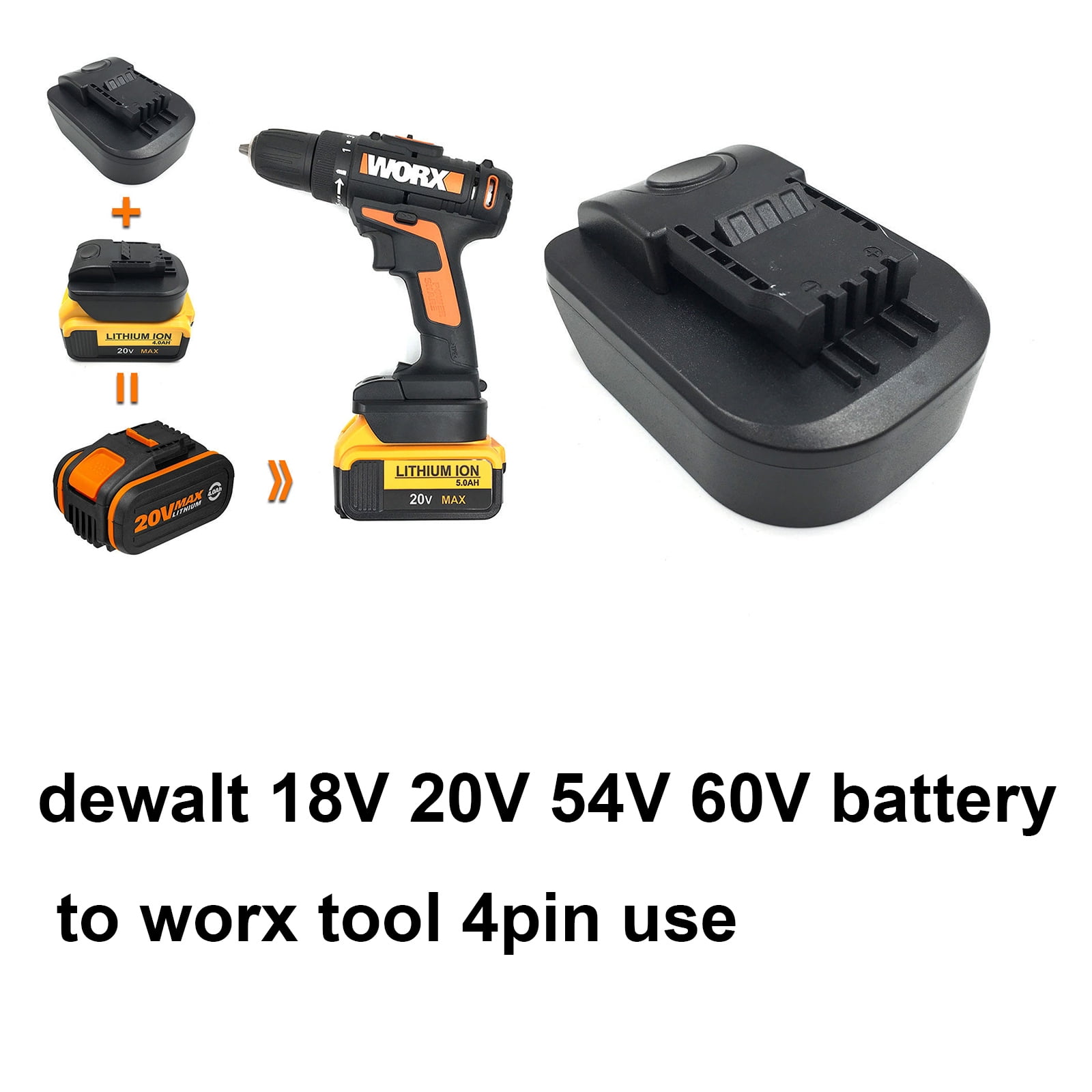 adapter for Worx 20V max tool battery 4pin 5pin 6pin work for makita for dewalt for milwaukee ...