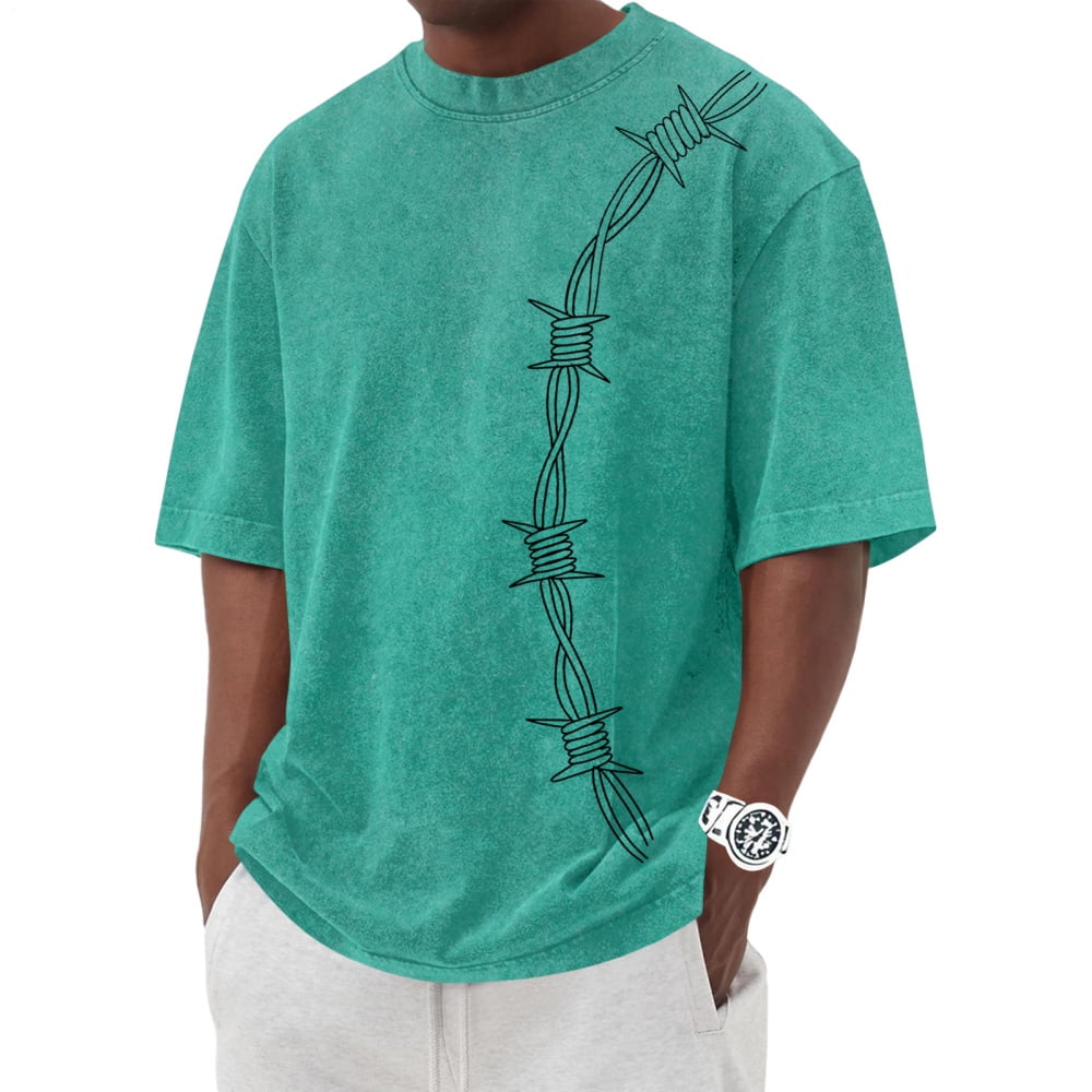 adaychics Christian Shirts for Men Thorn Crew Neck Oversized Cotton T ...