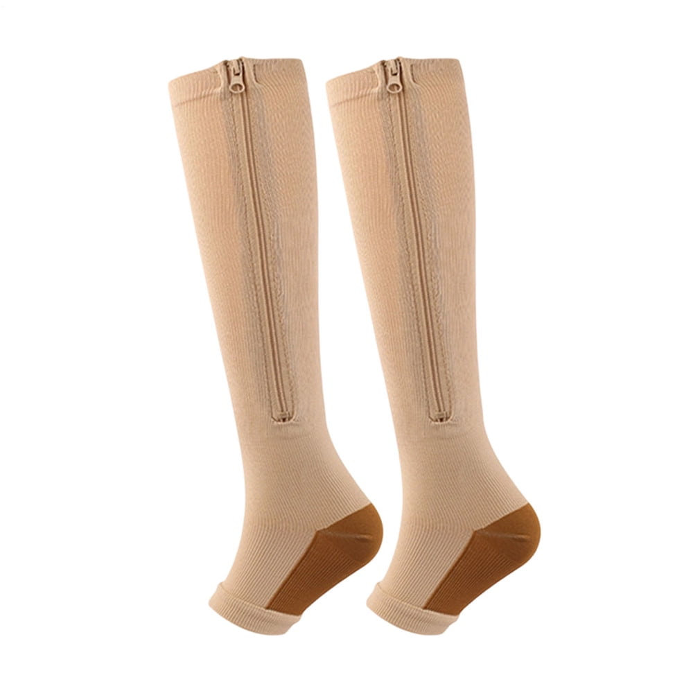 adaychics Compression Socks with Zipper 15-20mmHg Men Women Toeless ...