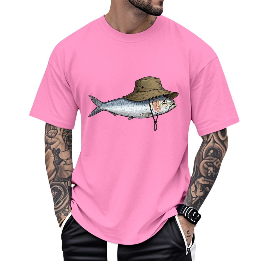 adaychics Fish T Shirts for Men Vintage Funny Casual Crewneck Short ...
