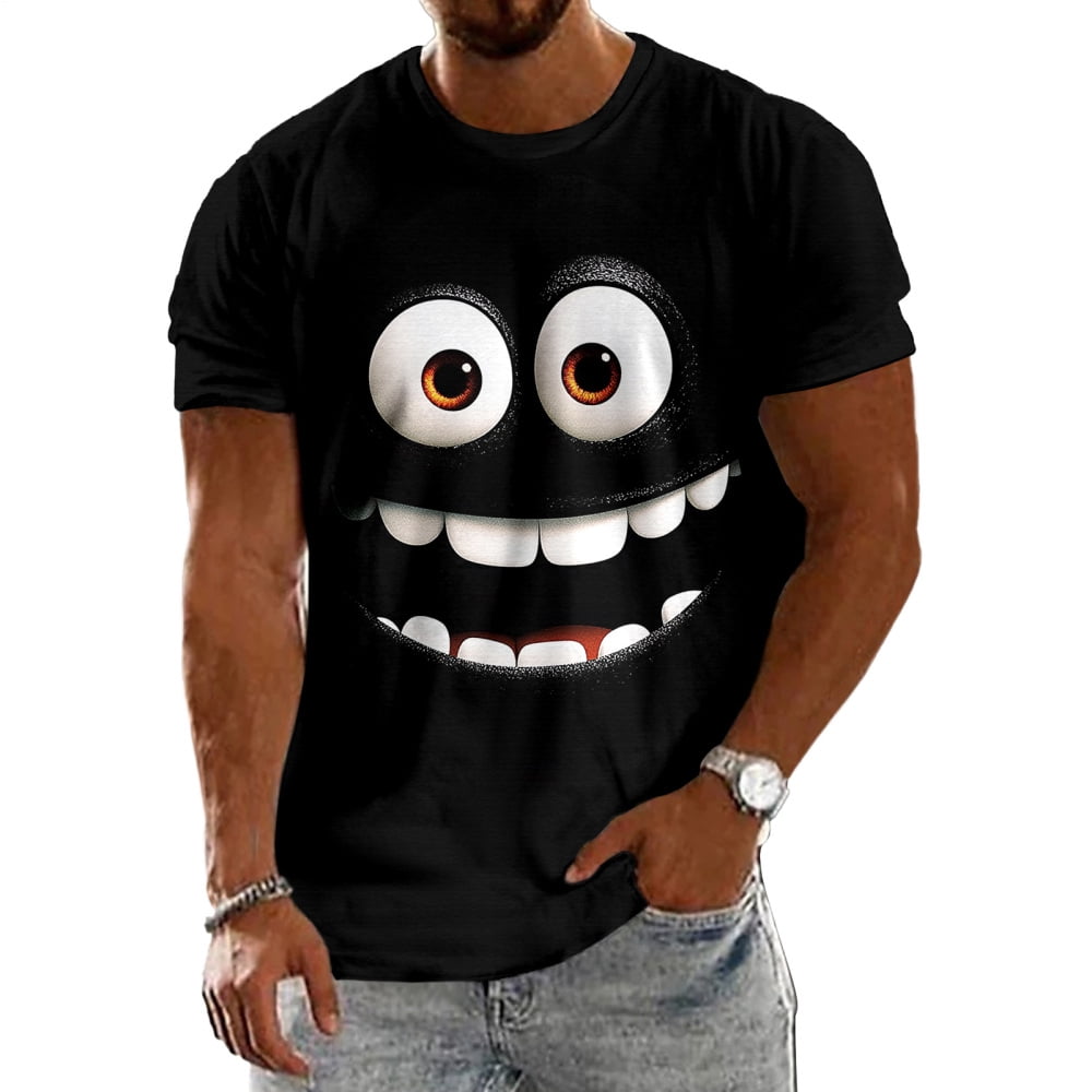 adaychics Funny Tshirts Men 3D Facial Expression Graphic Crew Neck ...