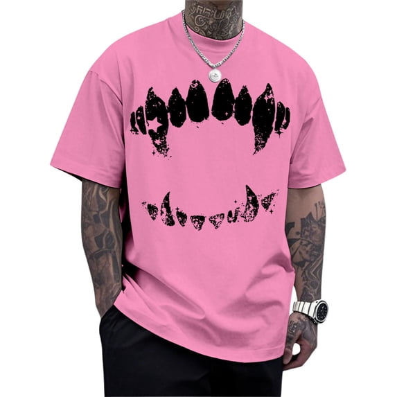 adaychics Gothic T Shirts Men Crew Neck Teeth Fashion Graphic Tees ...
