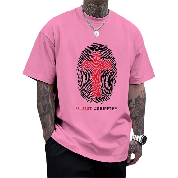 adaychics Mens Christian T Shirts Fingerprint Cross Crewneck Oversized ...