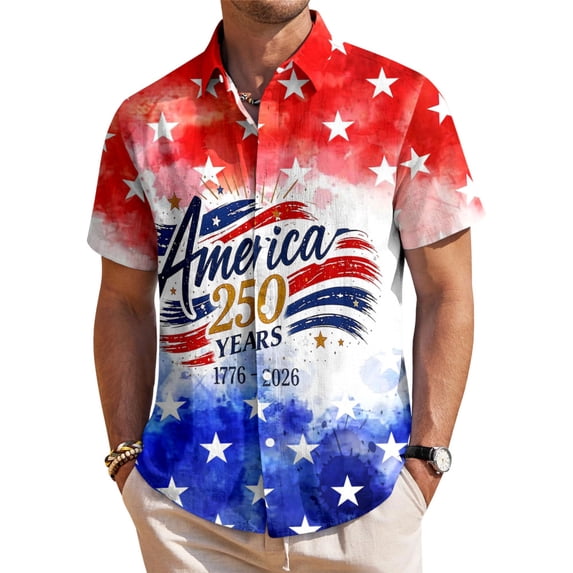 adaychics Mens Patriotic Button Up Shirts 1776-2026 Patriotic Button ...