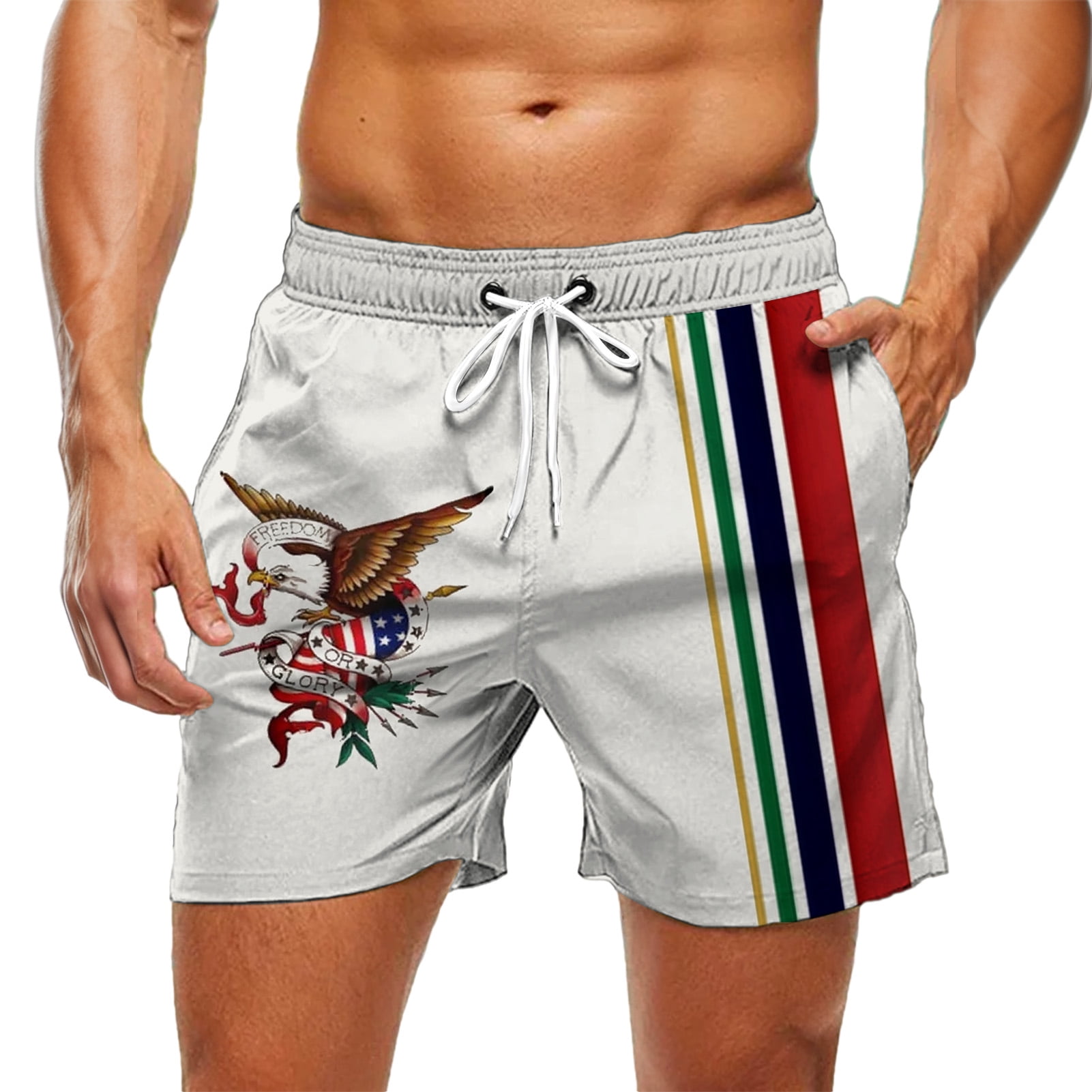 adaychics Patriotic Shorts for Men Elastic Waist 250 Years American ...