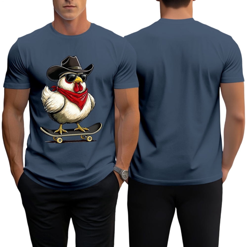 adaychics Rooster Tshirt Men Crew Neck Loose Summer T Shirts Fashion ...