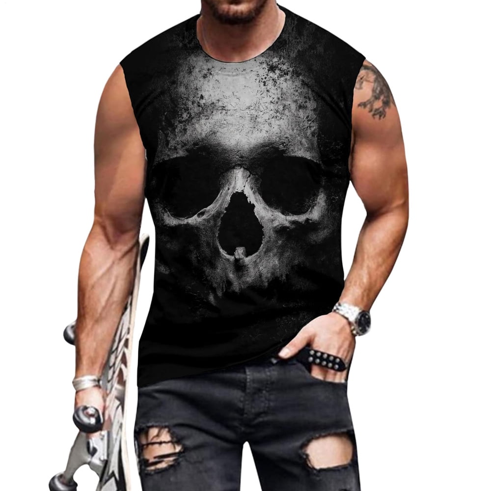 adaychics Skull Tank Top Men Crew Neck Horror Printed Sleeveless T ...