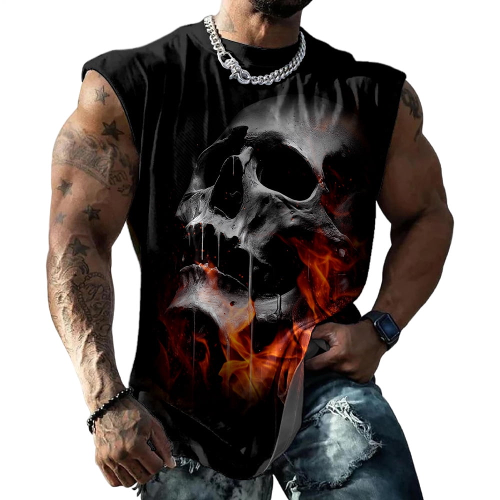 adaychics Skull Tank Top Men Gothic Summer Beach Tank Tops Novelty ...