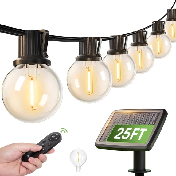 addlon 25FT Solar Powered Outdoor String Lights Waterproof with Remote ...