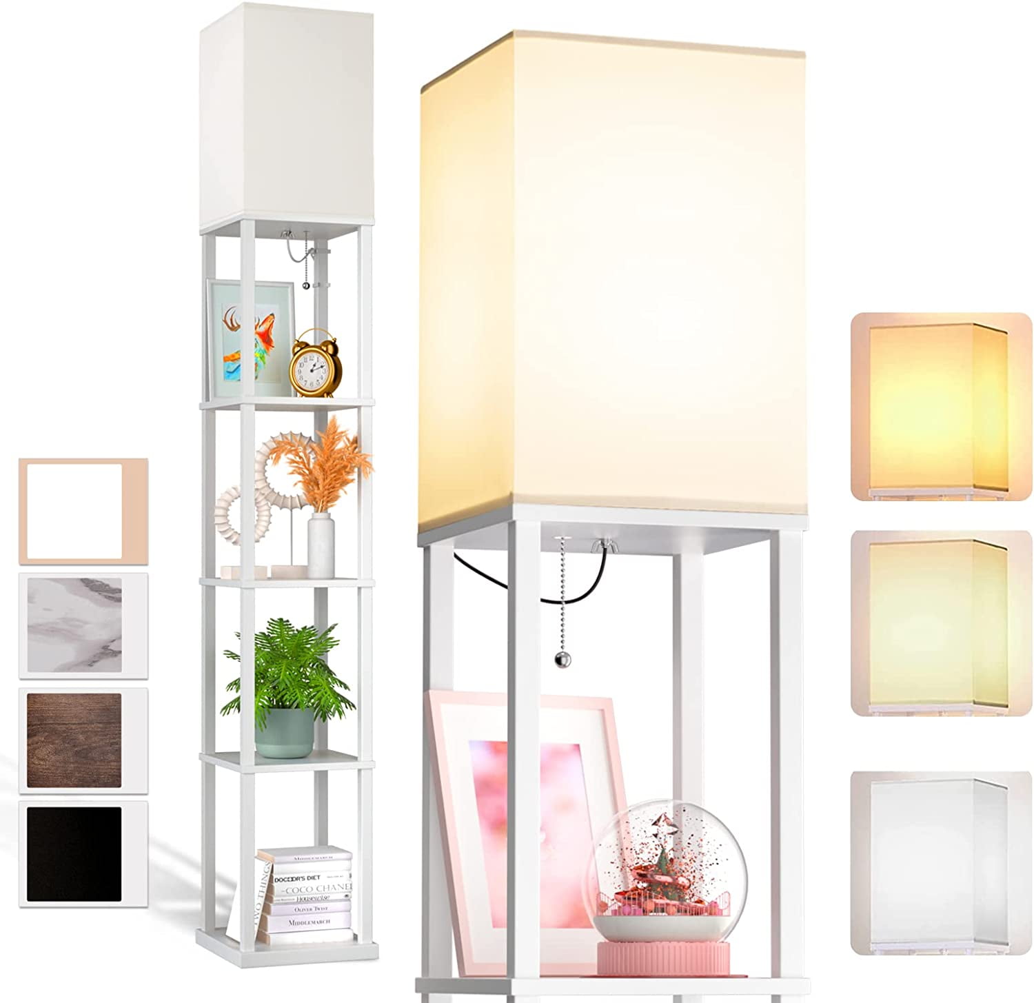 addlon Floor Lamp with Shelves, 5-Tier Modern Shelf Floor Lamp with ...